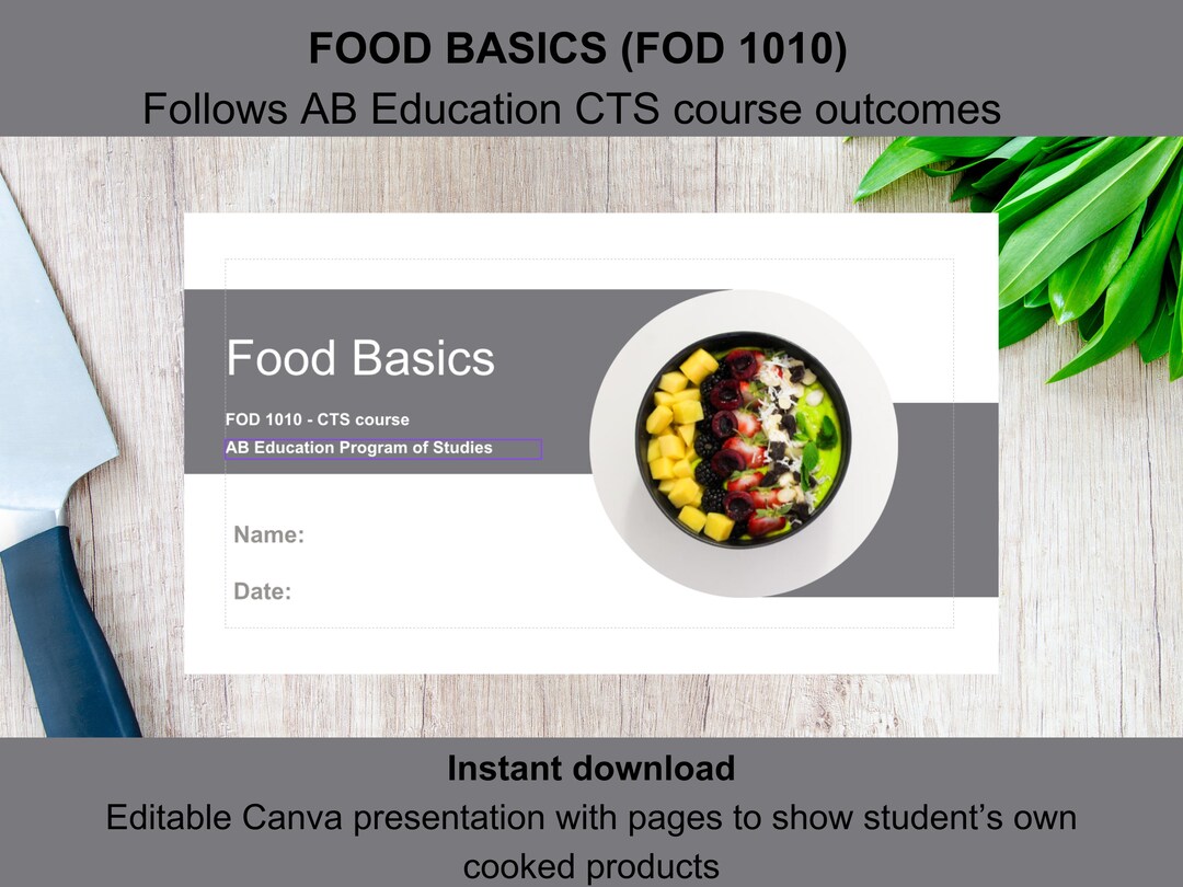 Food Basics (FOD1010) Course Template for Student Presentation - Etsy