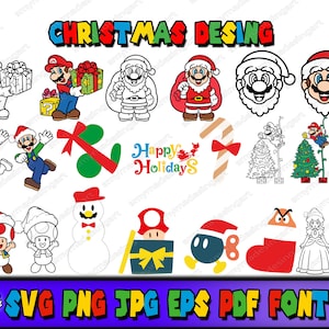 Super Mario, SVG Bundle, Super Mario Christmas, Cricut, Mario Svg ...