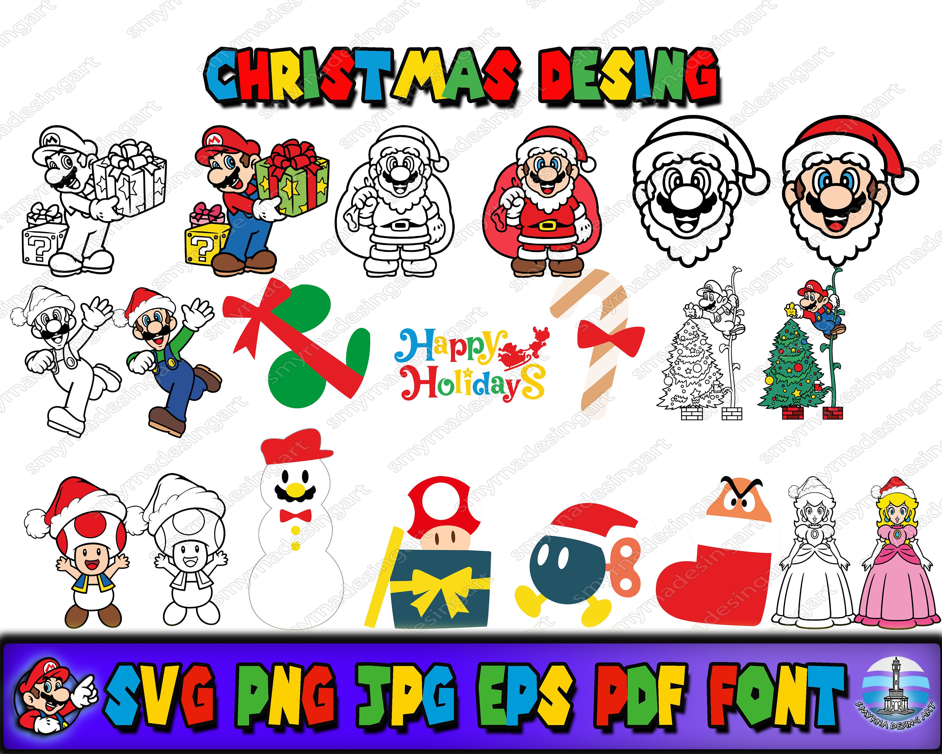 Super Mario, SVG Bundle, Super Mario Christmas, Cricut, Mario Svg ...