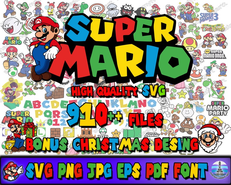 Super Mario, SVG Bundle, Super Mario Christmas, Cricut, Mario Svg ...