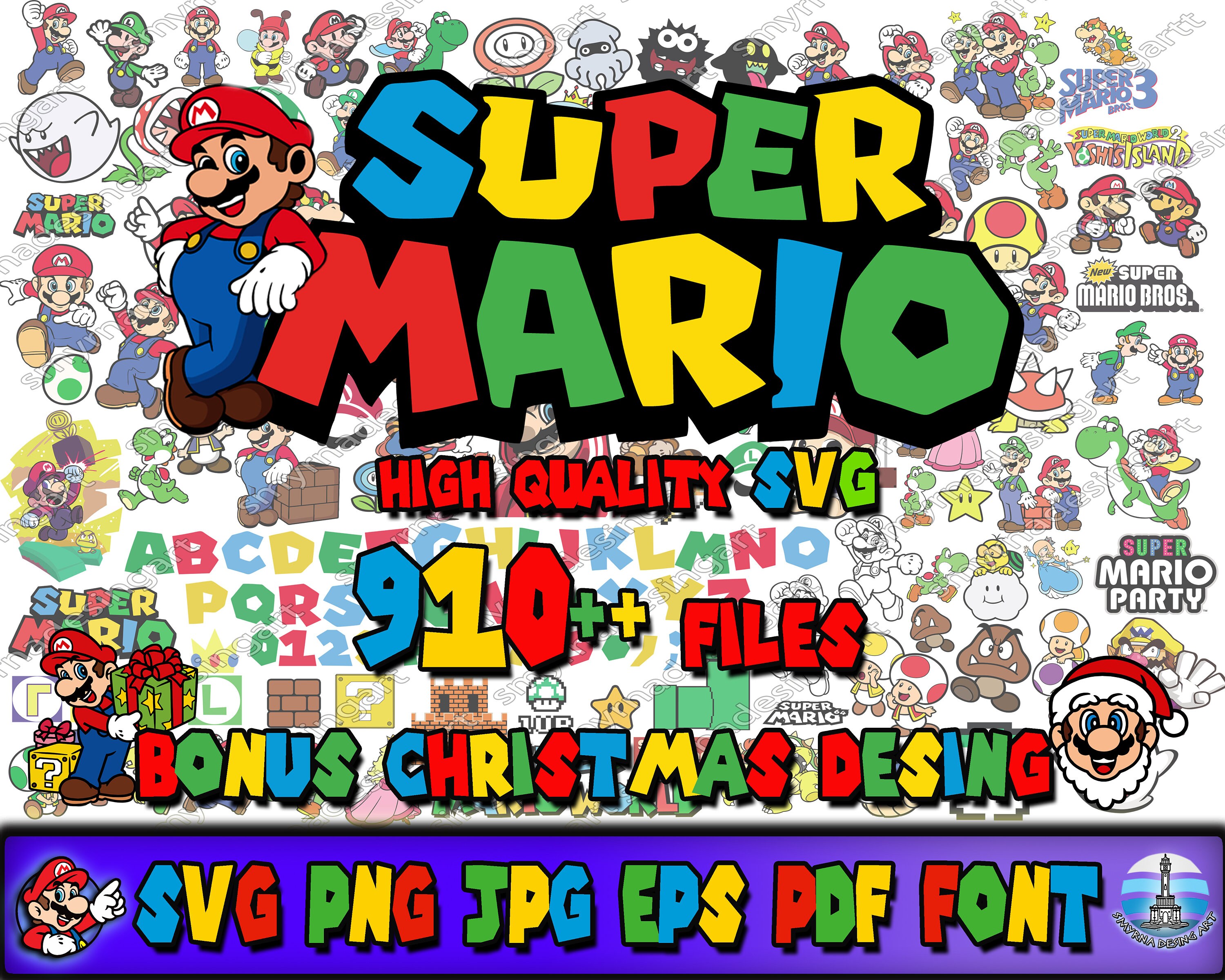 Super Mario, SVG Bundle, Super Mario Christmas, Cricut, Mario Svg ...