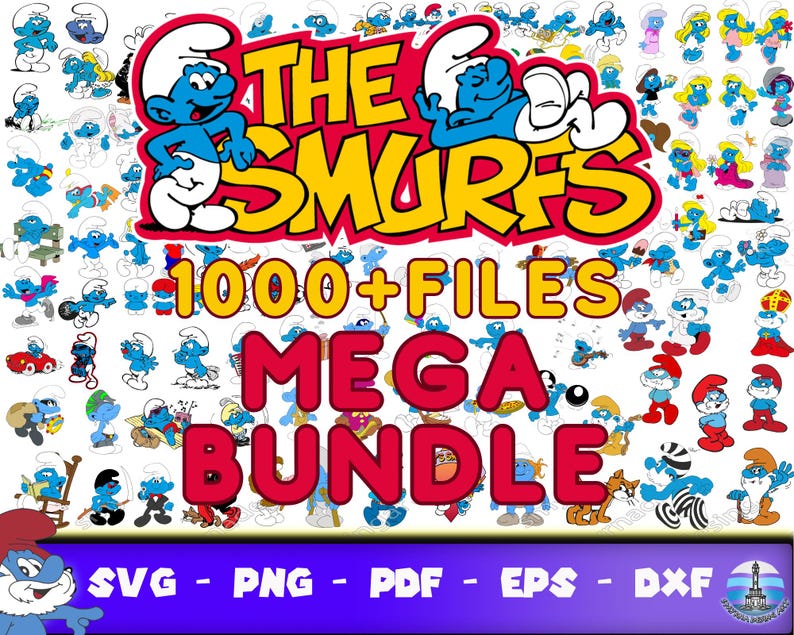 Smurfs SVG Bundle, Smurfs Font SVG Files for Cricut, Smurfs Cut Files ...