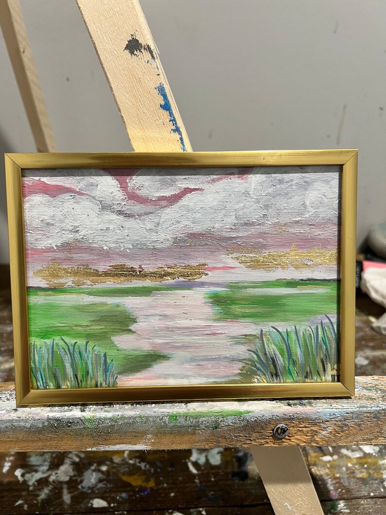 5x7 Pink Marsh Painting - Etsy