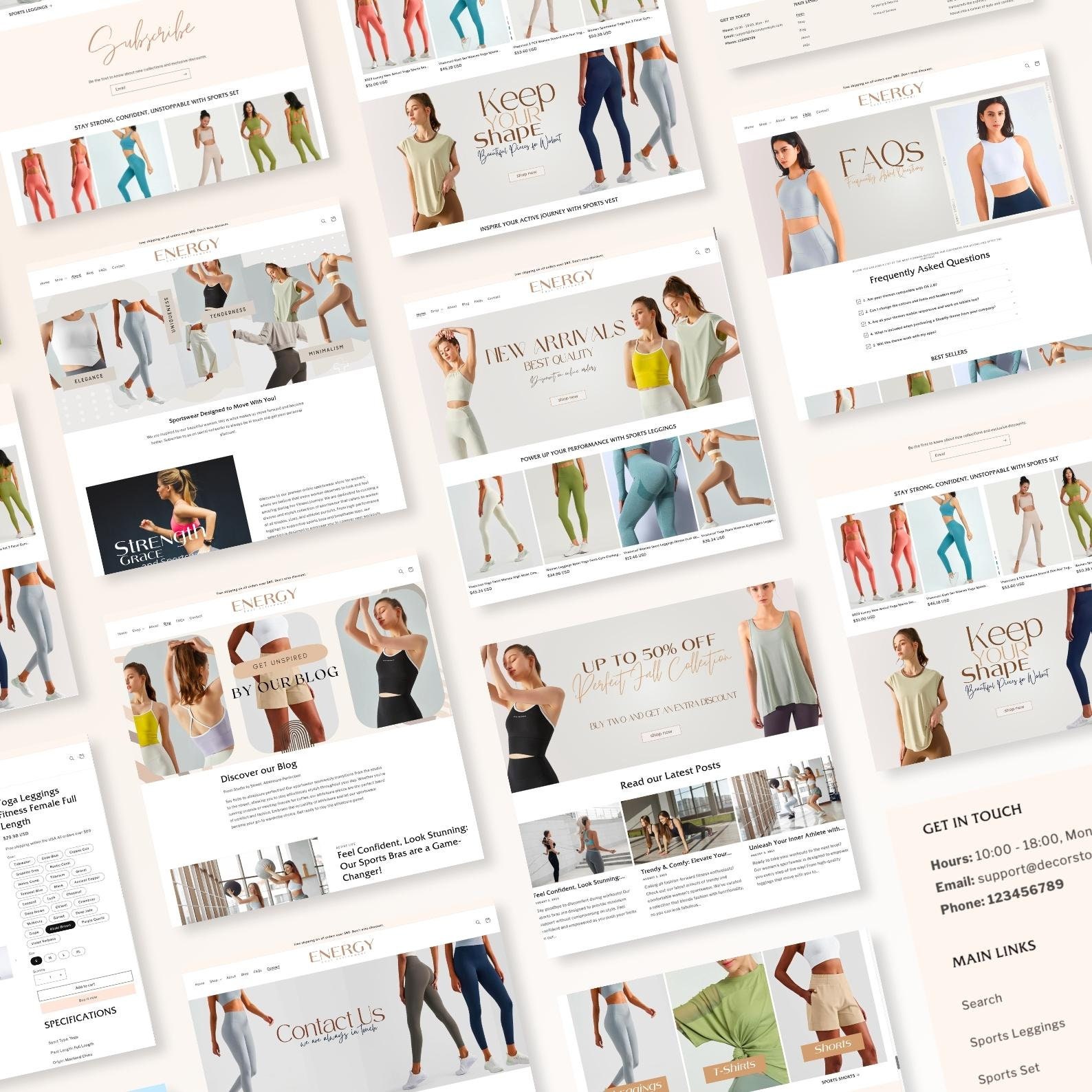 Energy Sportswear Shopify Theme Template Editable Canva - Etsy