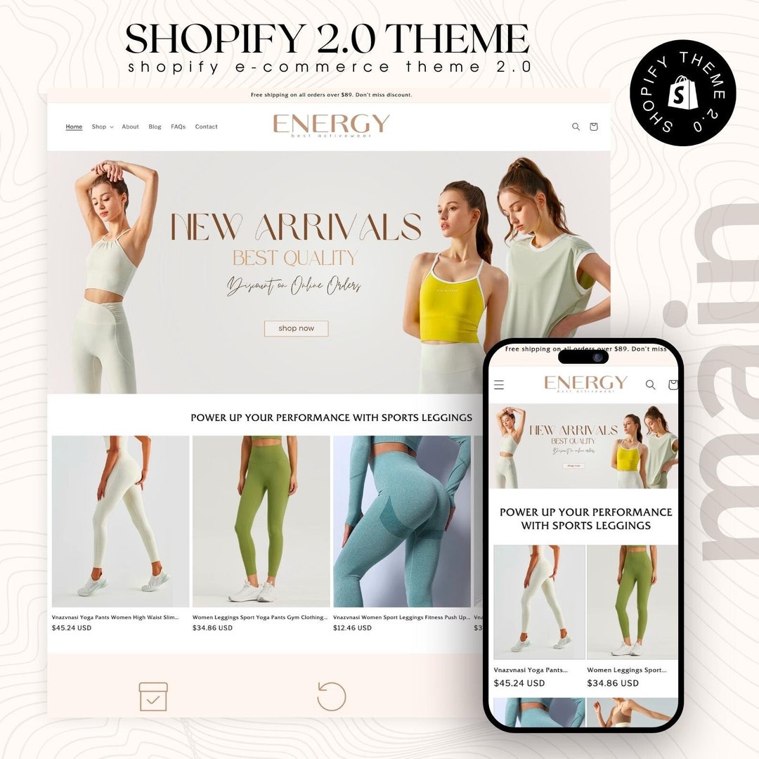 Energy Sportswear Shopify Theme Template Editable Canva - Etsy