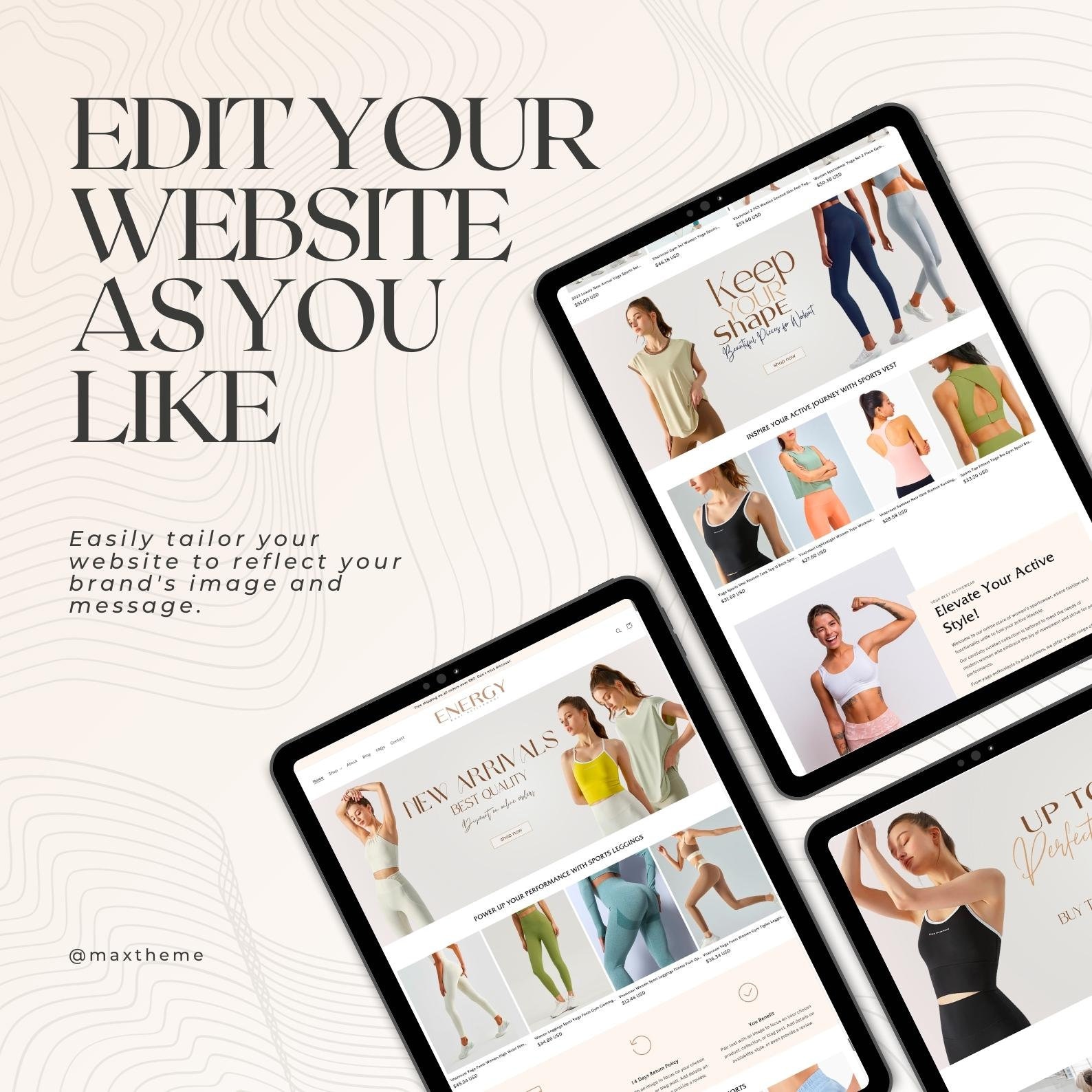 Energy Sportswear Shopify Theme Template Editable Canva - Etsy