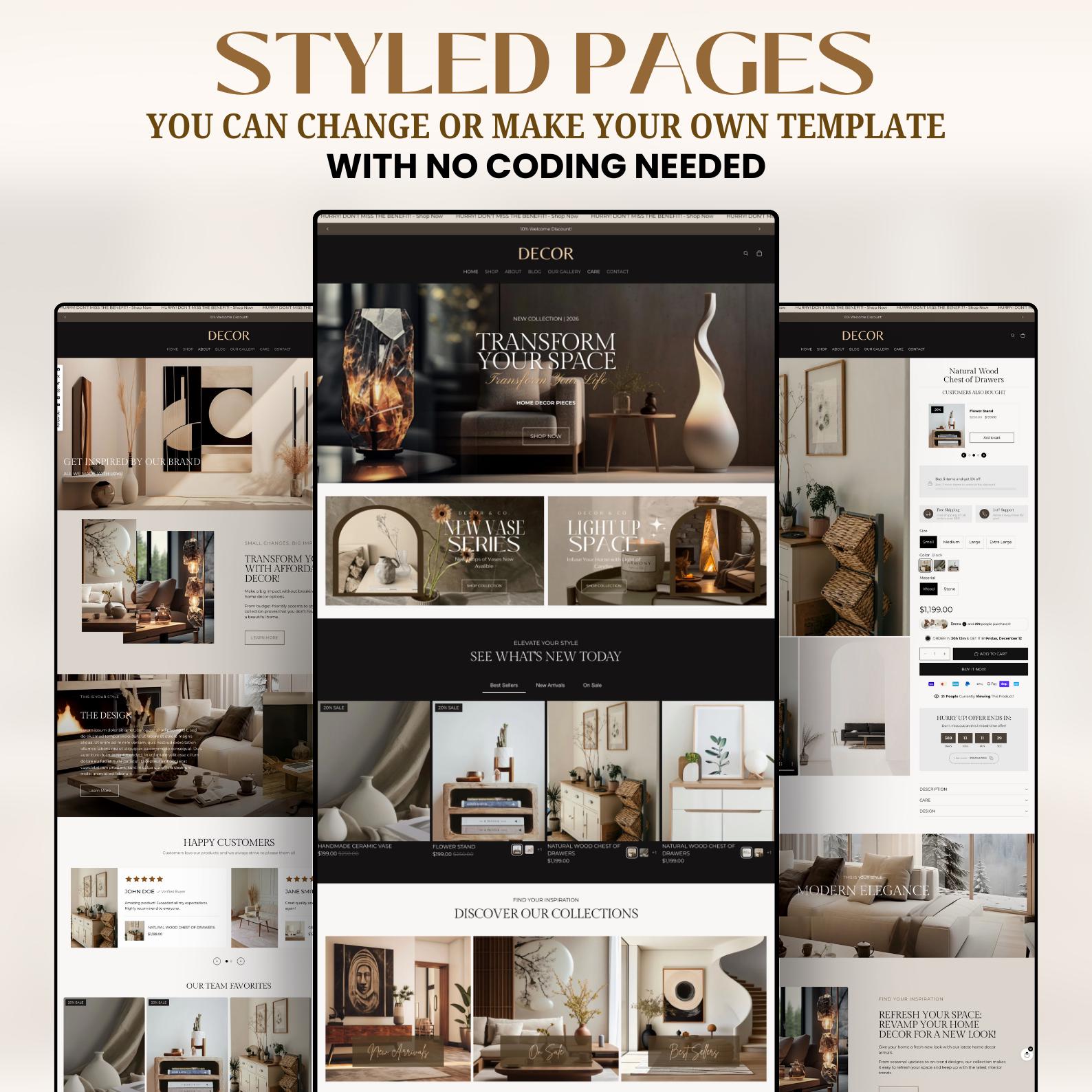 Beige Brown Shopify Theme 2.0 for Home Decor & Furniture | Warm Minimal ...