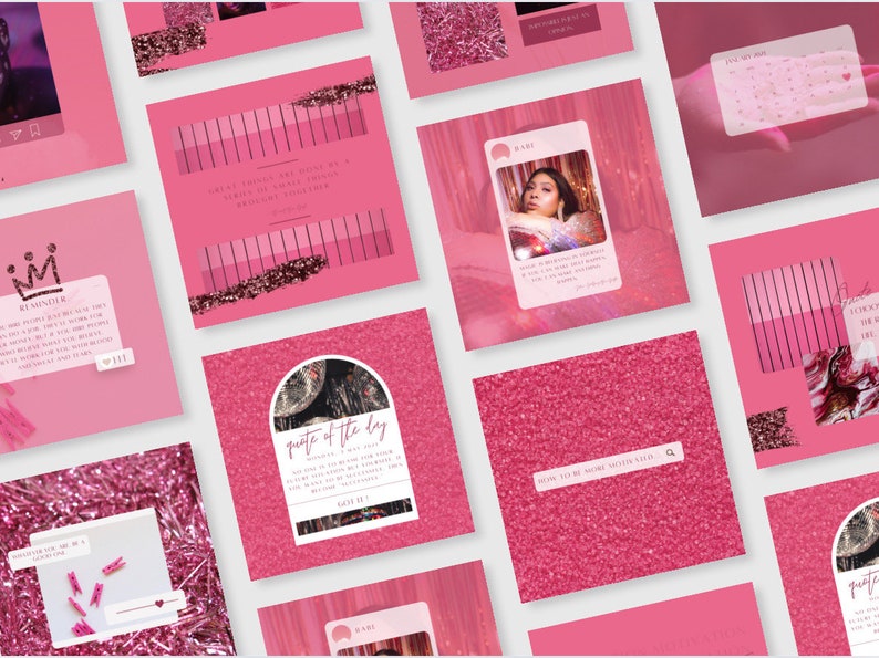 Pink Instagram Templates Canva, Colorful Bright Social Media Templates ...