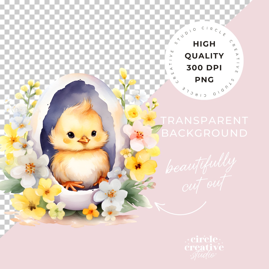 Cute Easter Chicken Png Clipart, Watercolor Baby Chick Spring Clipart ...