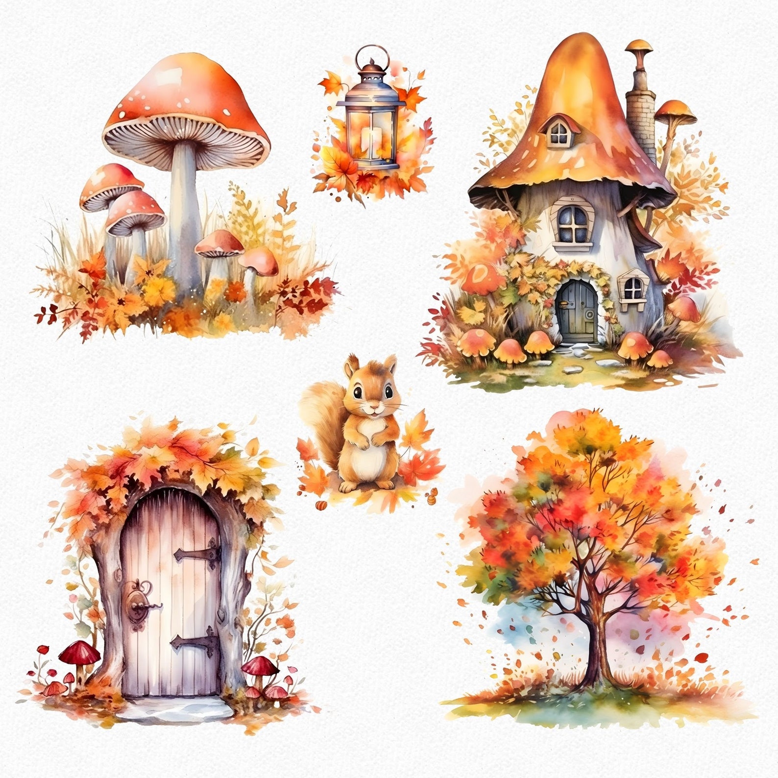 Watercolor Fall Fairy Clipart PNG Autumn Fairy Garden, Cute Fairy House ...