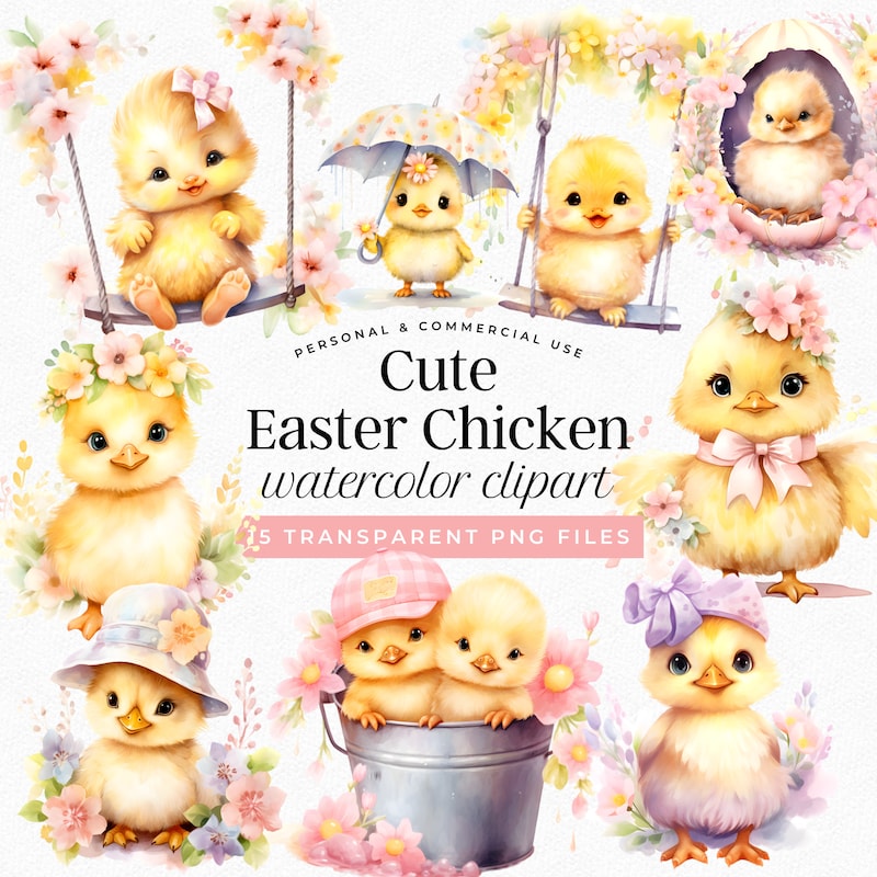 Easter Chick Clipart - Etsy