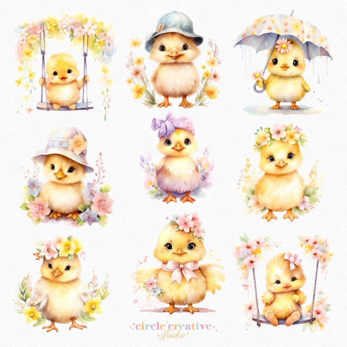 Cute Easter Chicken Png Clipart, Watercolor Baby Chick Spring Clipart ...