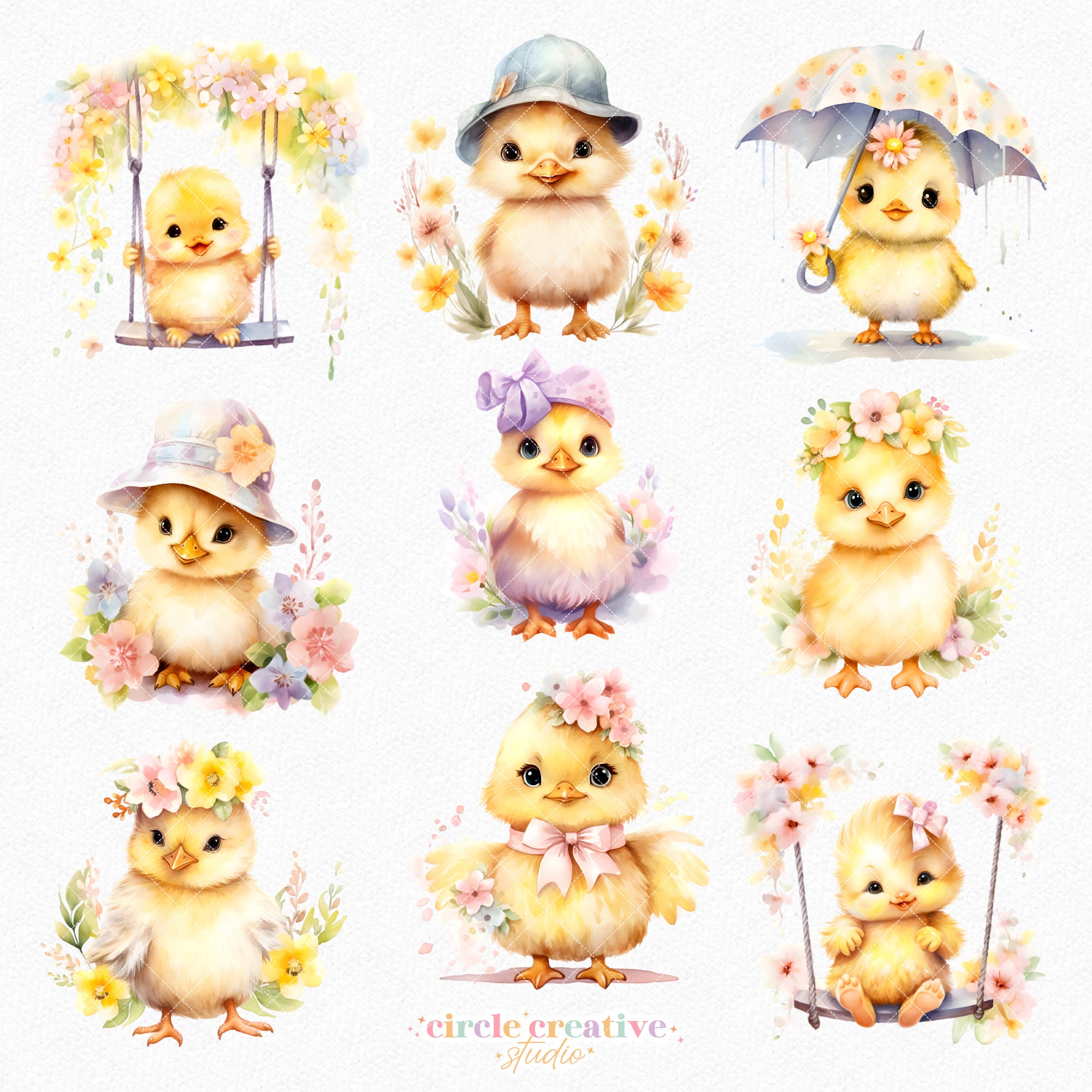 Cute Easter Chicken Png Clipart, Watercolor Baby Chick Spring Clipart ...