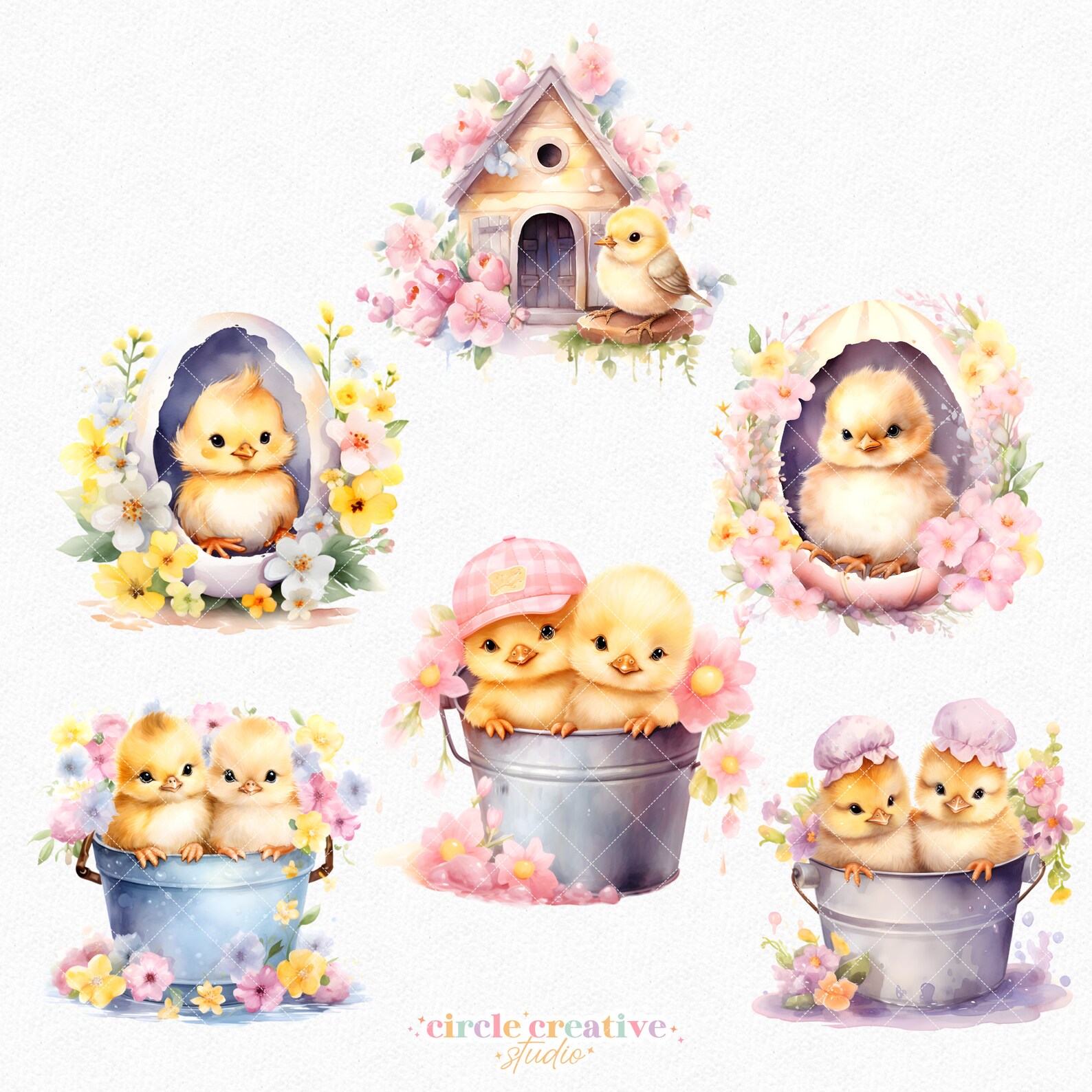 Cute Easter Chicken Png Clipart, Watercolor Baby Chick Spring Clipart ...