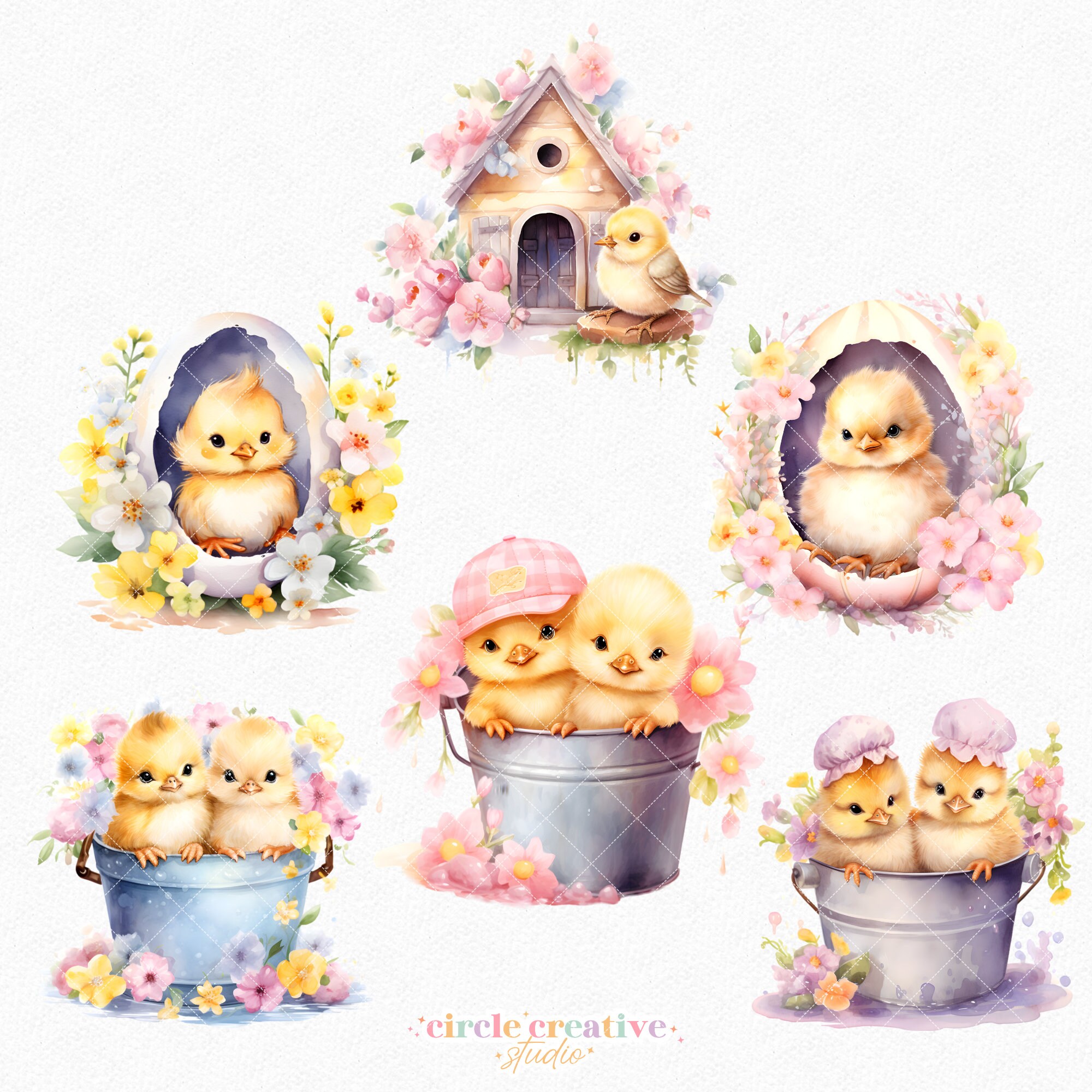 Cute Easter Chicken Png Clipart, Watercolor Baby Chick Spring Clipart ...