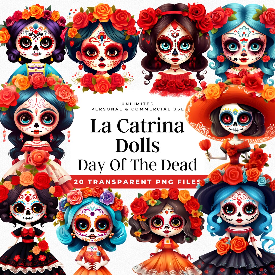 Cute La Catrina Doll Png Clipart, Day of the Dead Transparent Png, Dia ...