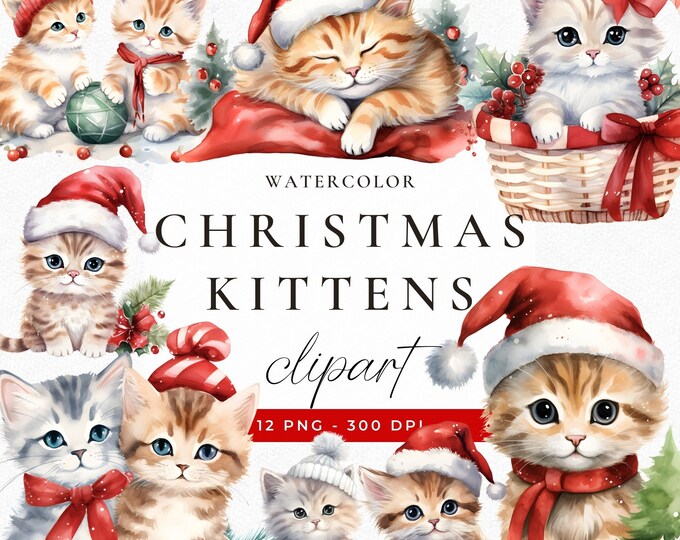Christmas Kittens Clipart,kitten Images,cat Christmas Sublimation ...