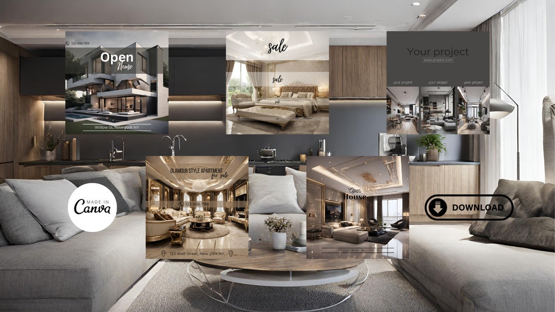 25 Real Estate Instagram Posts and Stories Templates for Canva Luxury ...