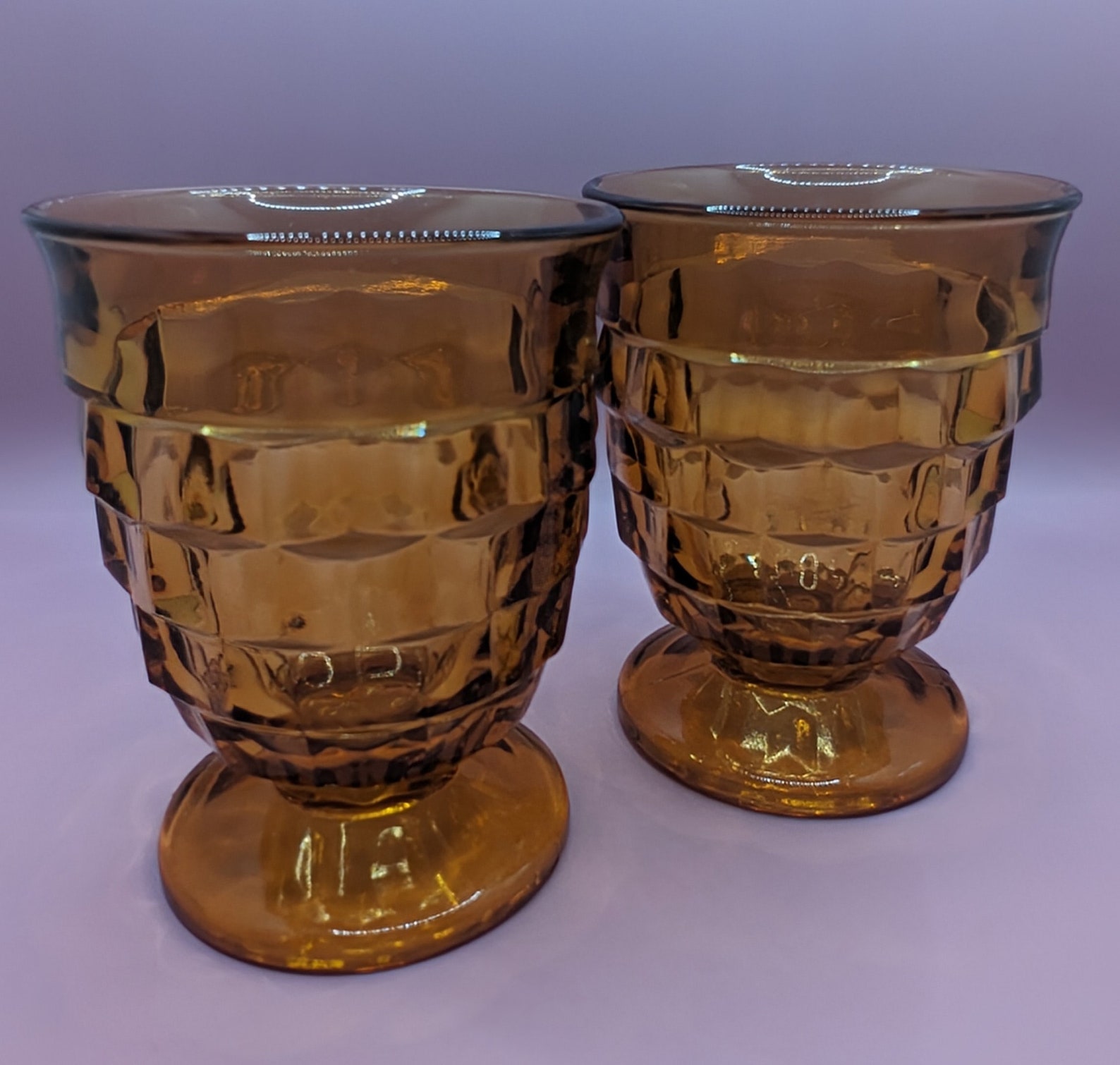 Vintage Indiana Glass Whitehall Flared Tumblers, "cubist" Design ...