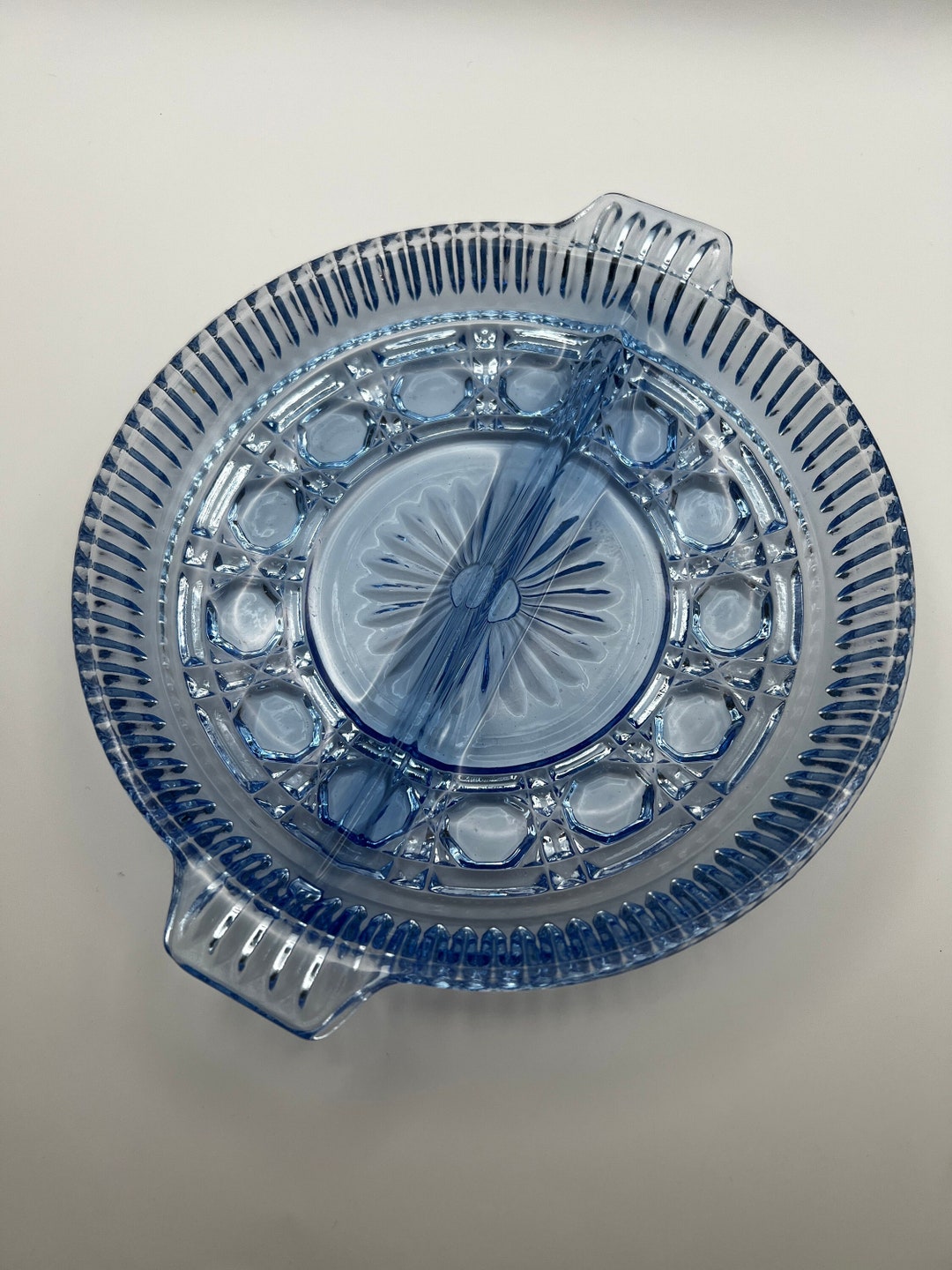 Vintage Indiana Glass blue Windsor Relish, Trinket, Candy Dish - Etsy