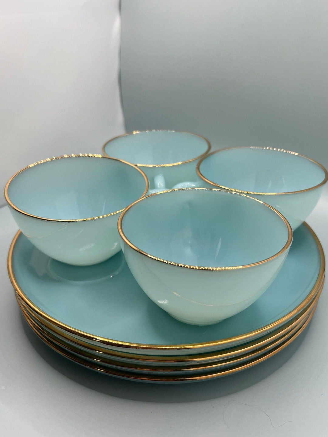Fire King by Anchor Hocking 1950's Blue Turquoise "hostess Delight ...
