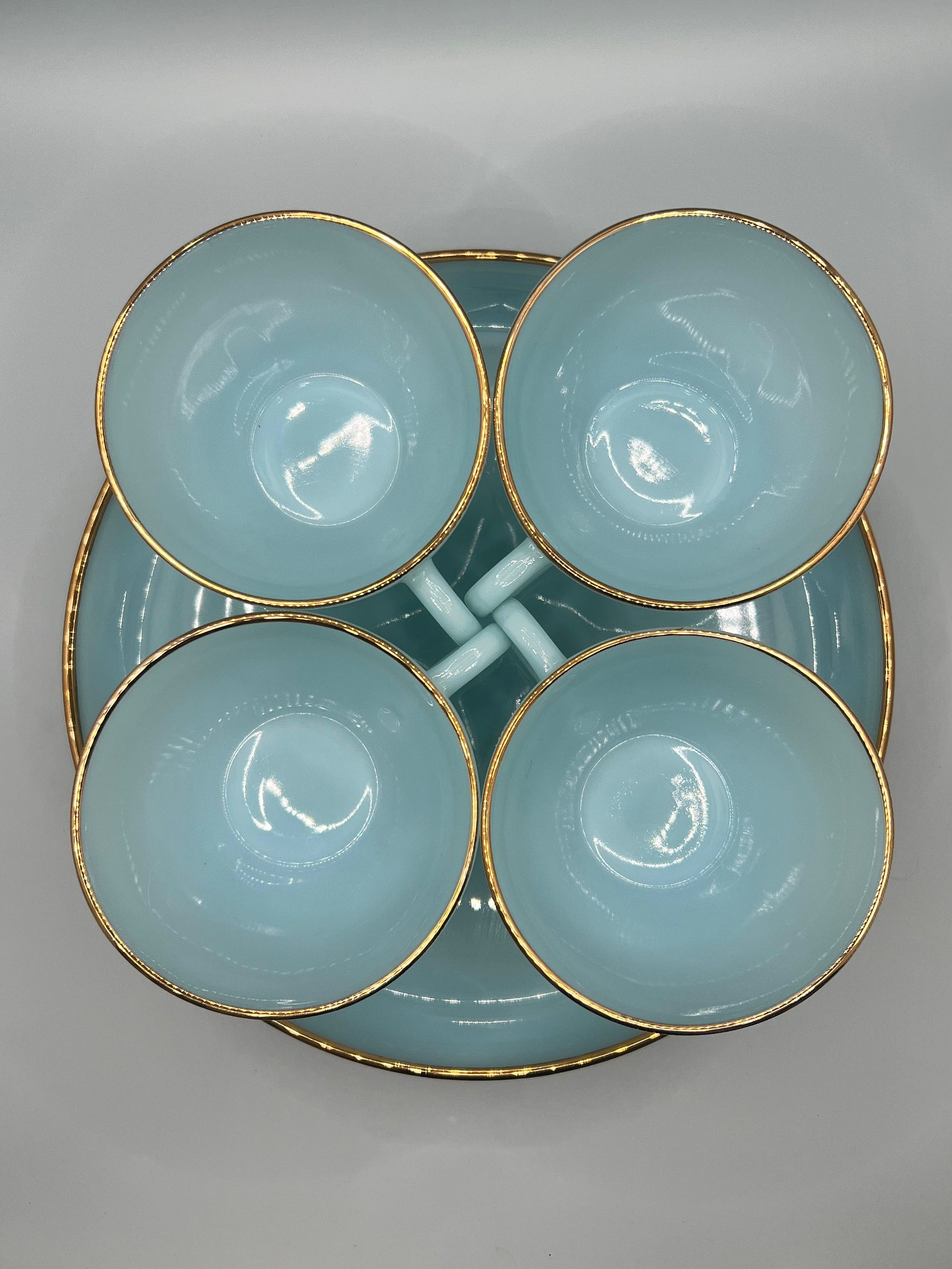 Fire King by Anchor Hocking 1950's Blue Turquoise "hostess Delight ...