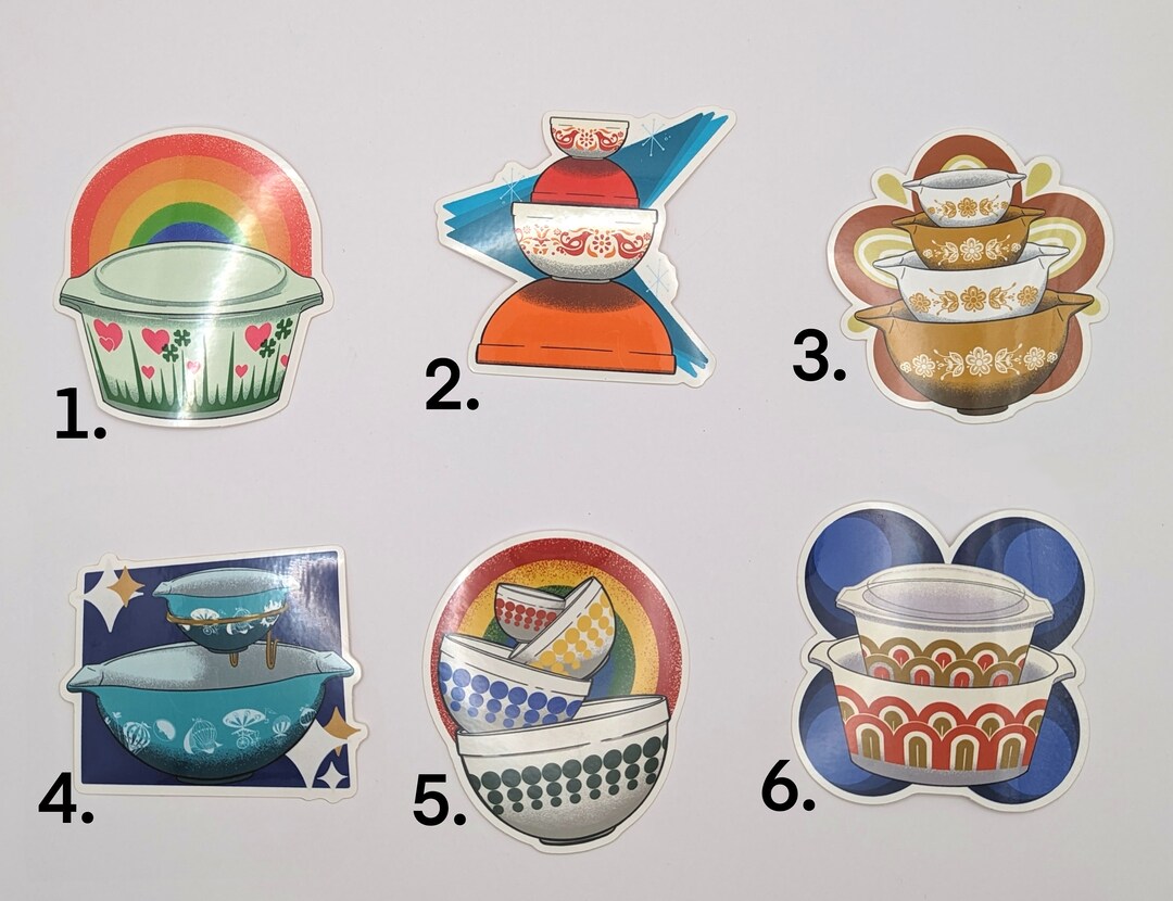 Pyrex Inspired Vintage Bowl Stickers (2nd Edition) - Etsy