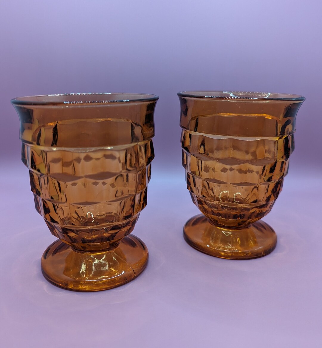 Vintage Indiana Glass Whitehall Flared Tumblers, "cubist" Design ...