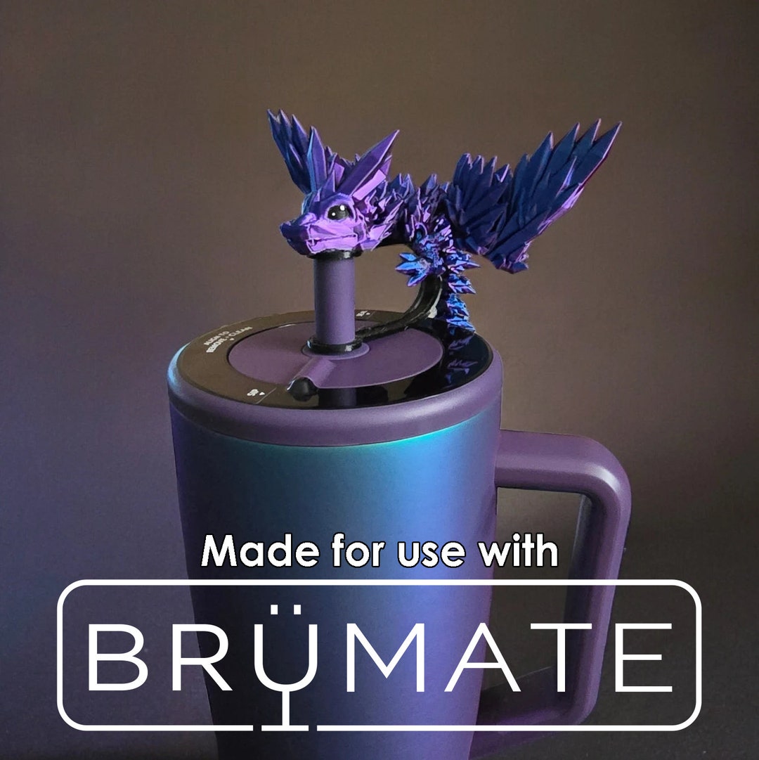 Brumate Era Black Chroma Style Winged Crystal Dragon 12mm Straw Topper - Etsy