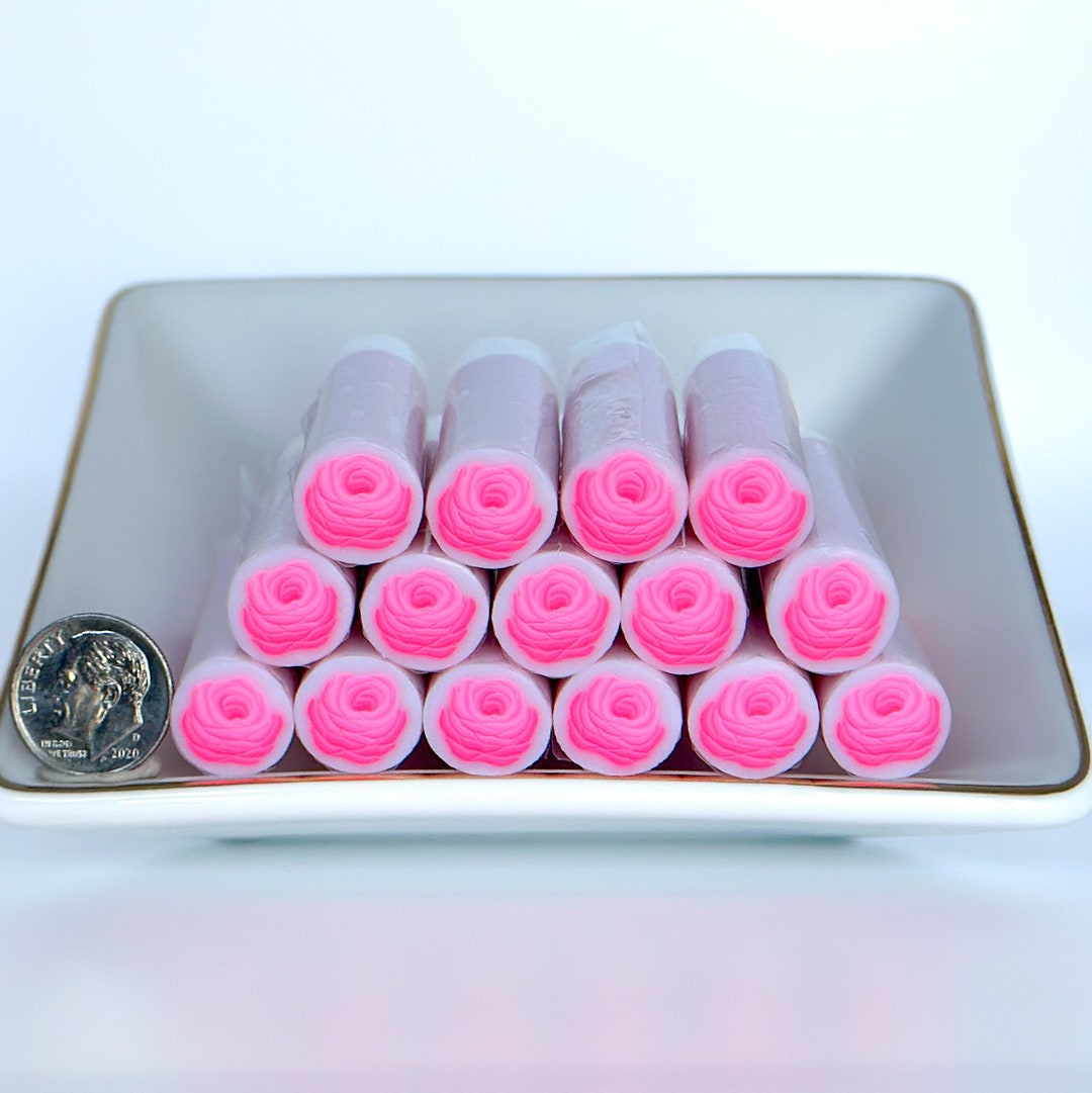 Hot Pink Heirloom / Cabbage Rose Cane, Neon Pink, Translucent ...