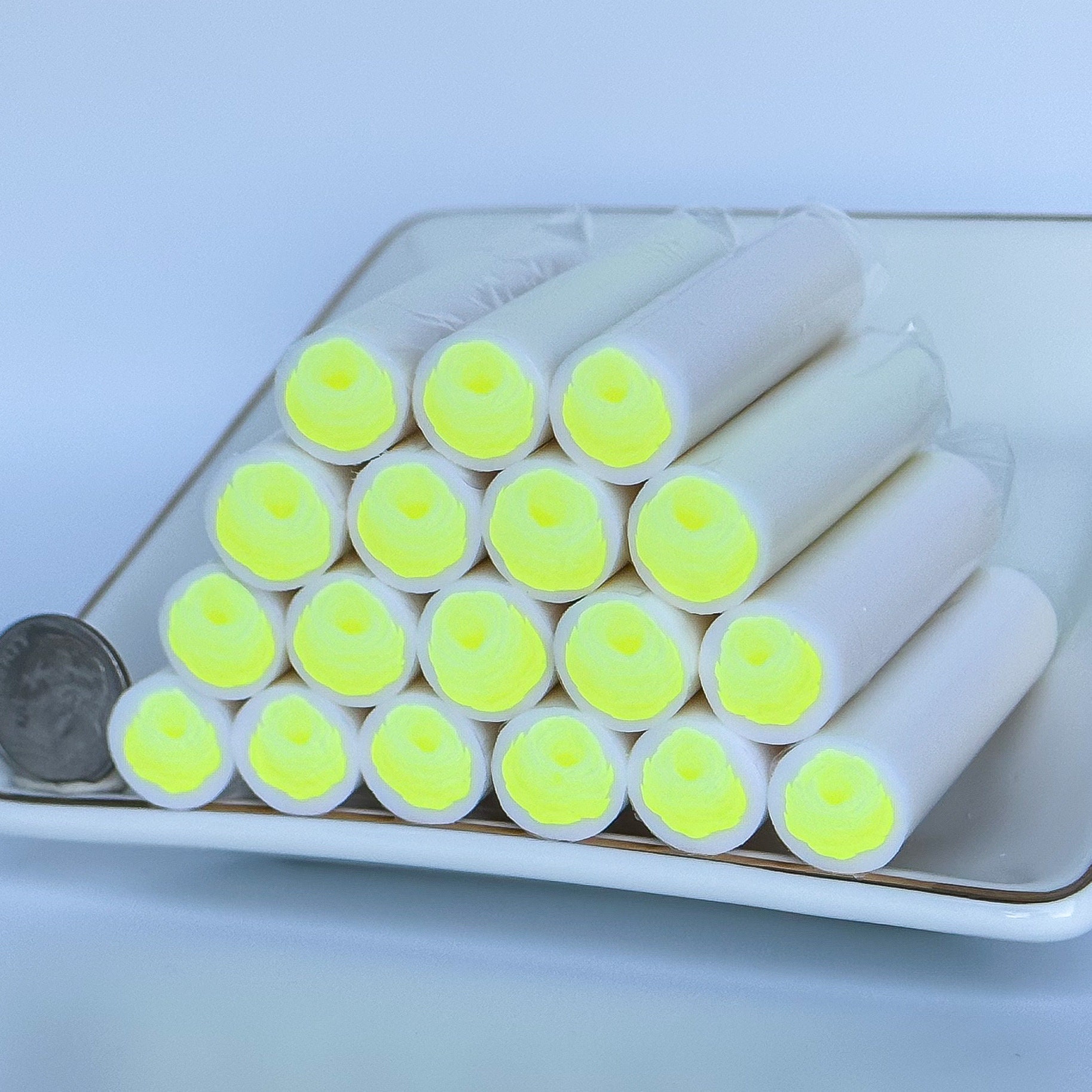 Bright Neon Yellow Heirloom / Cabbage Rose Cane, Translucent Background ...