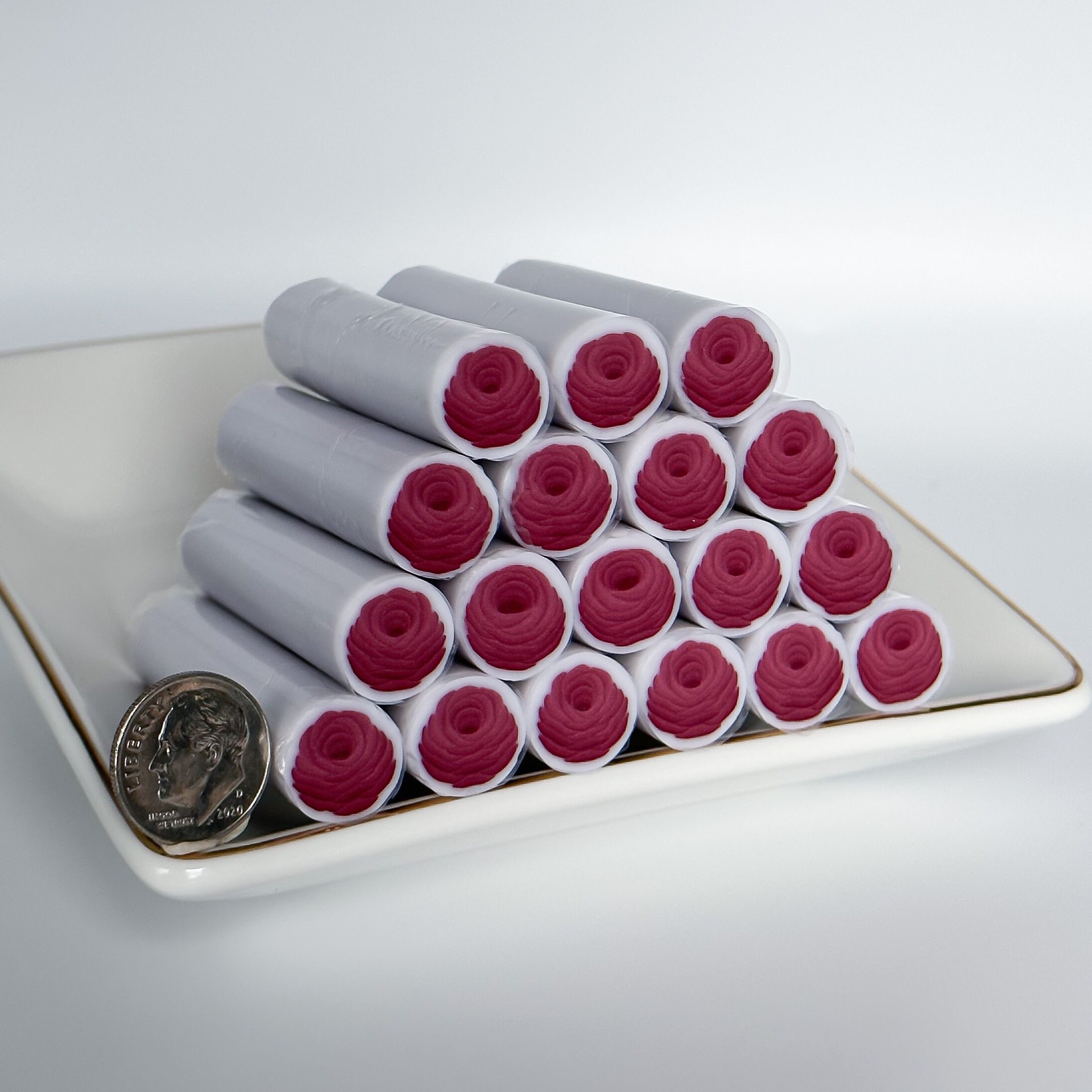 Burgundy Heirloom Rose/ Cabbage Rose Cane, Translucent Background ...