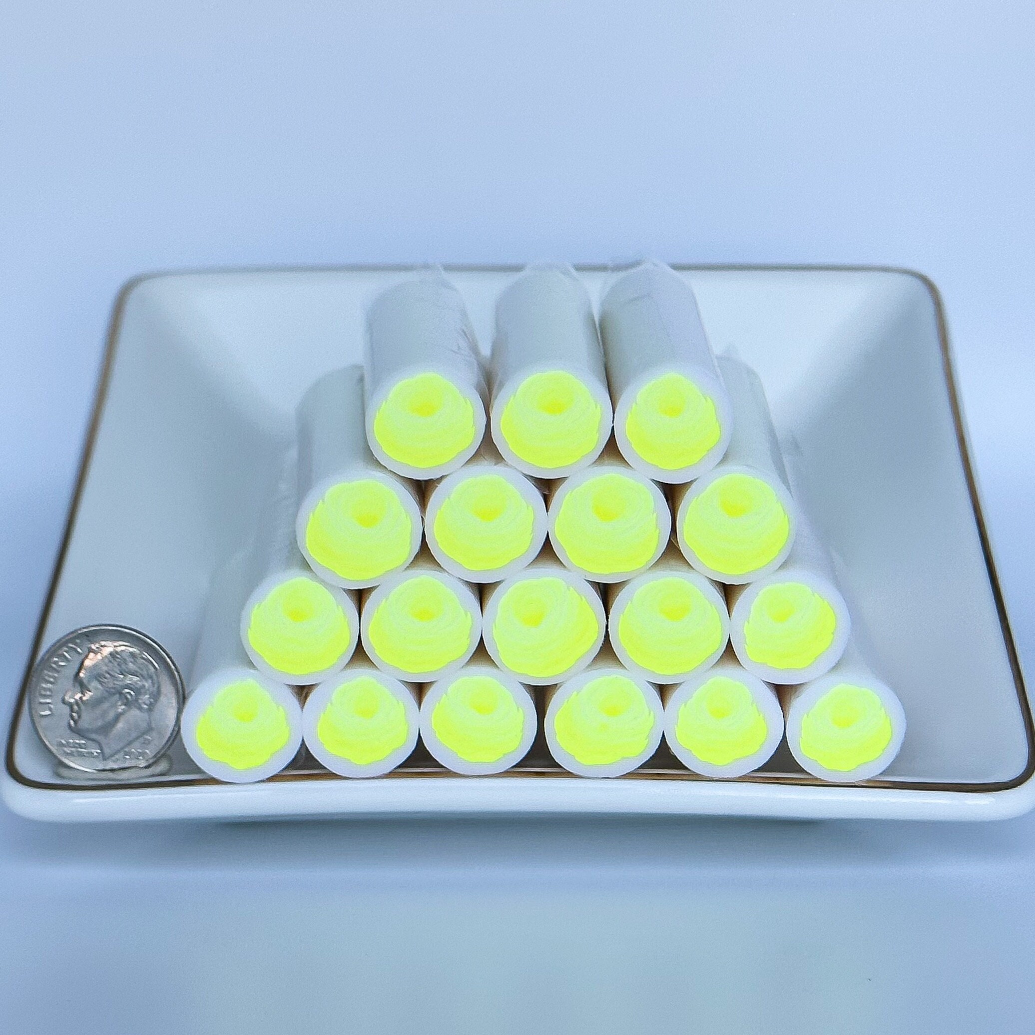 Bright Neon Yellow Heirloom / Cabbage Rose Cane, Translucent Background ...