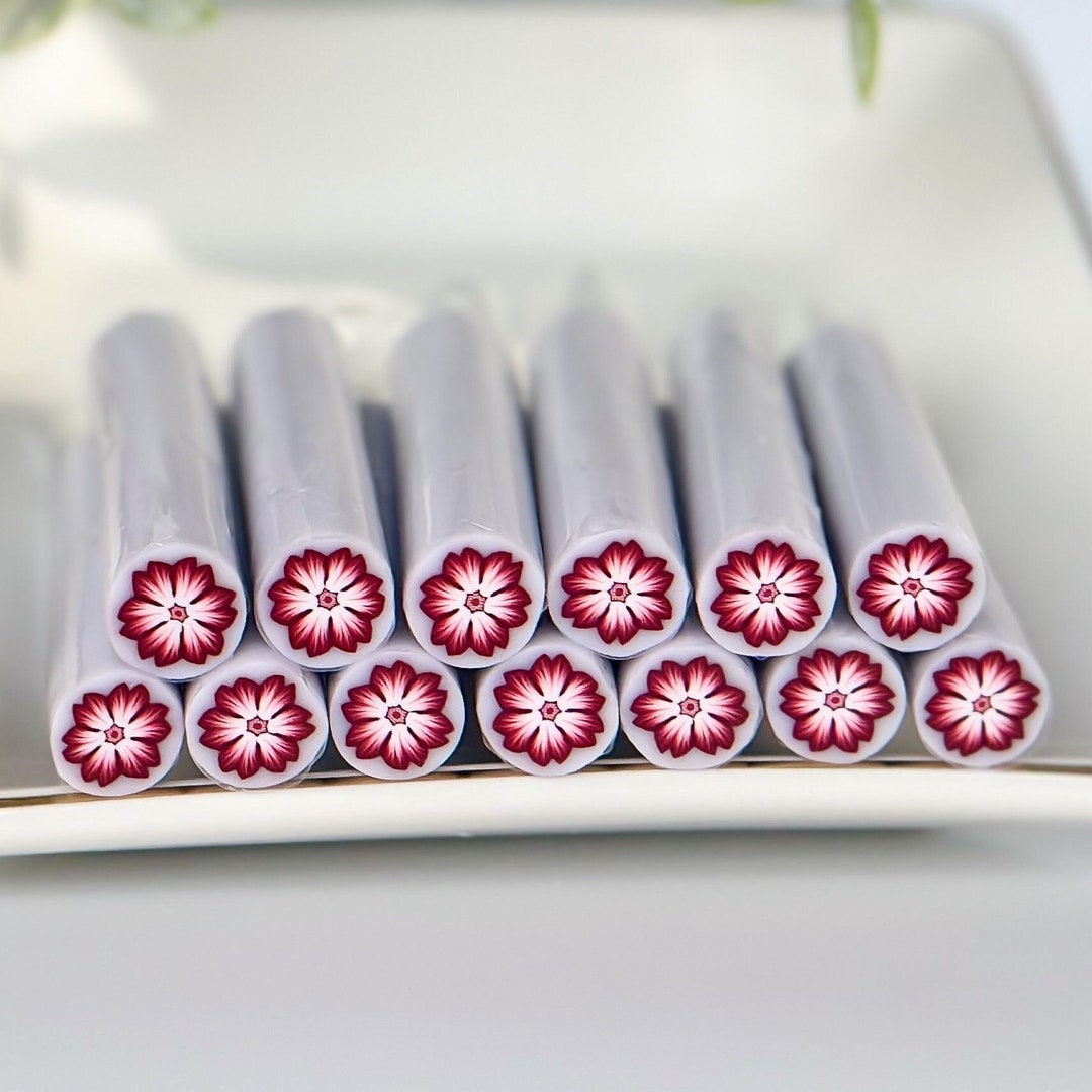 Raw Clay White and Red Flower Cane, Translucent Background, Unbaked ...