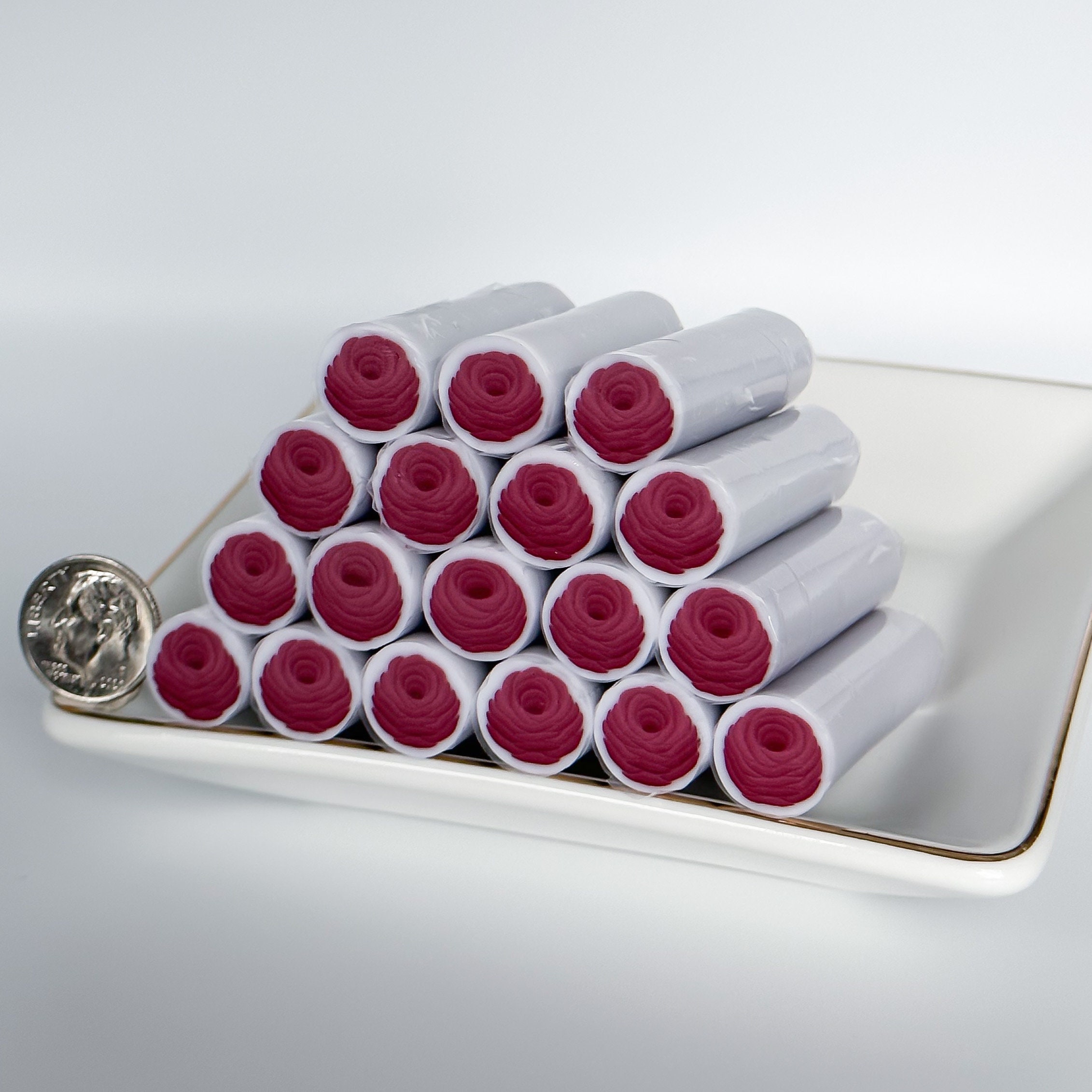 Burgundy Heirloom Rose/ Cabbage Rose Cane, Translucent Background ...