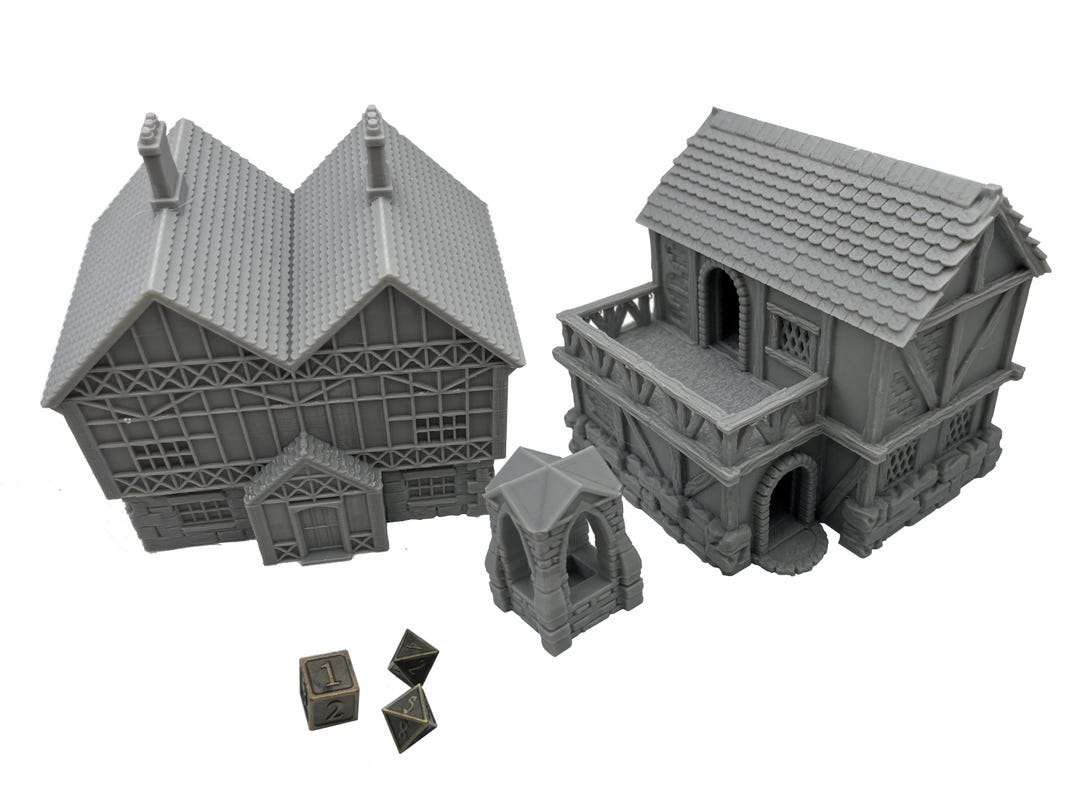 Little Town Houses Scene, Terrain Scenery for 18mm Miniatures Wargame ...