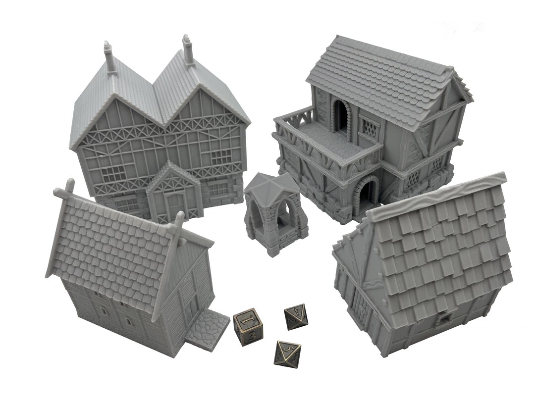 Little Town Houses Scene, Terrain Scenery for 18mm Miniatures Wargame ...