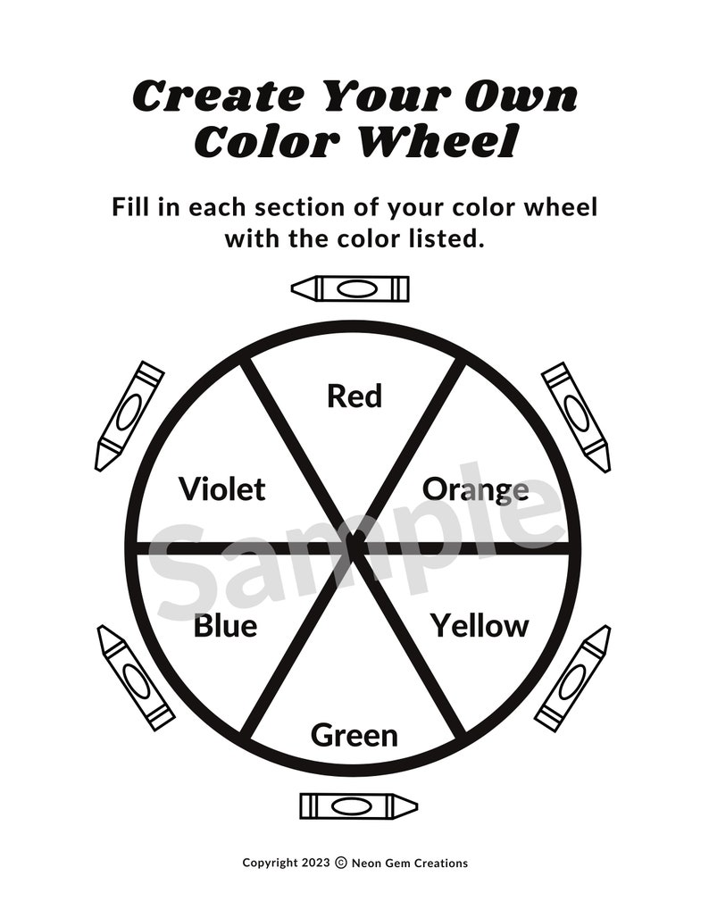 Create Your Own Color Wheel, Digital Download, Printable Coloring Sheet ...