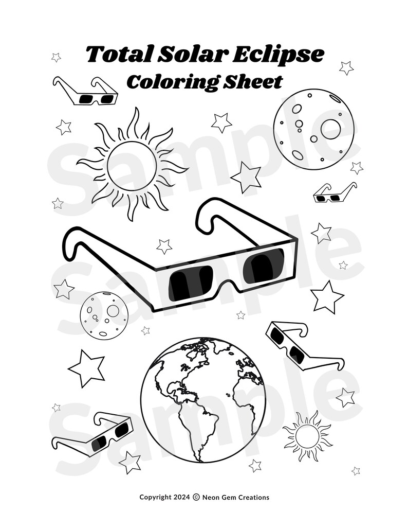 Total Solar Eclipse Coloring Sheet - Etsy
