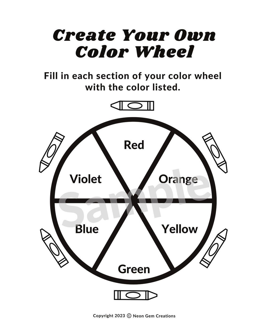 Create Your Own Color Wheel Digital Download Printable - Etsy UK