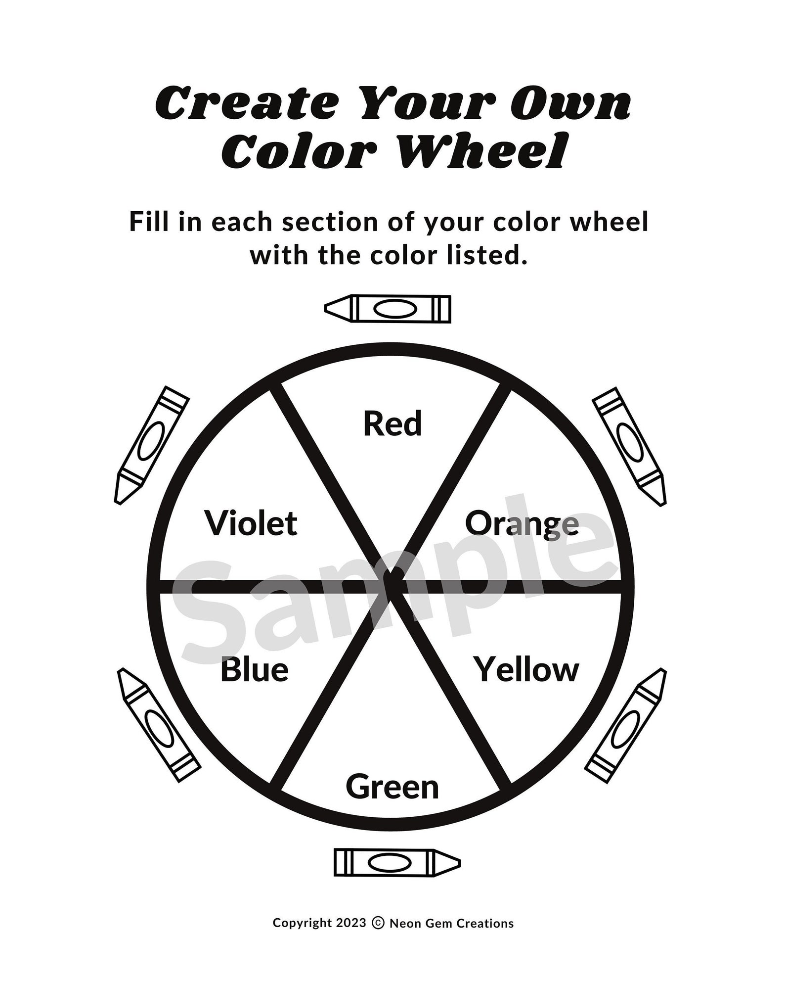 Create Your Own Color Wheel Digital Download Printable - Etsy UK