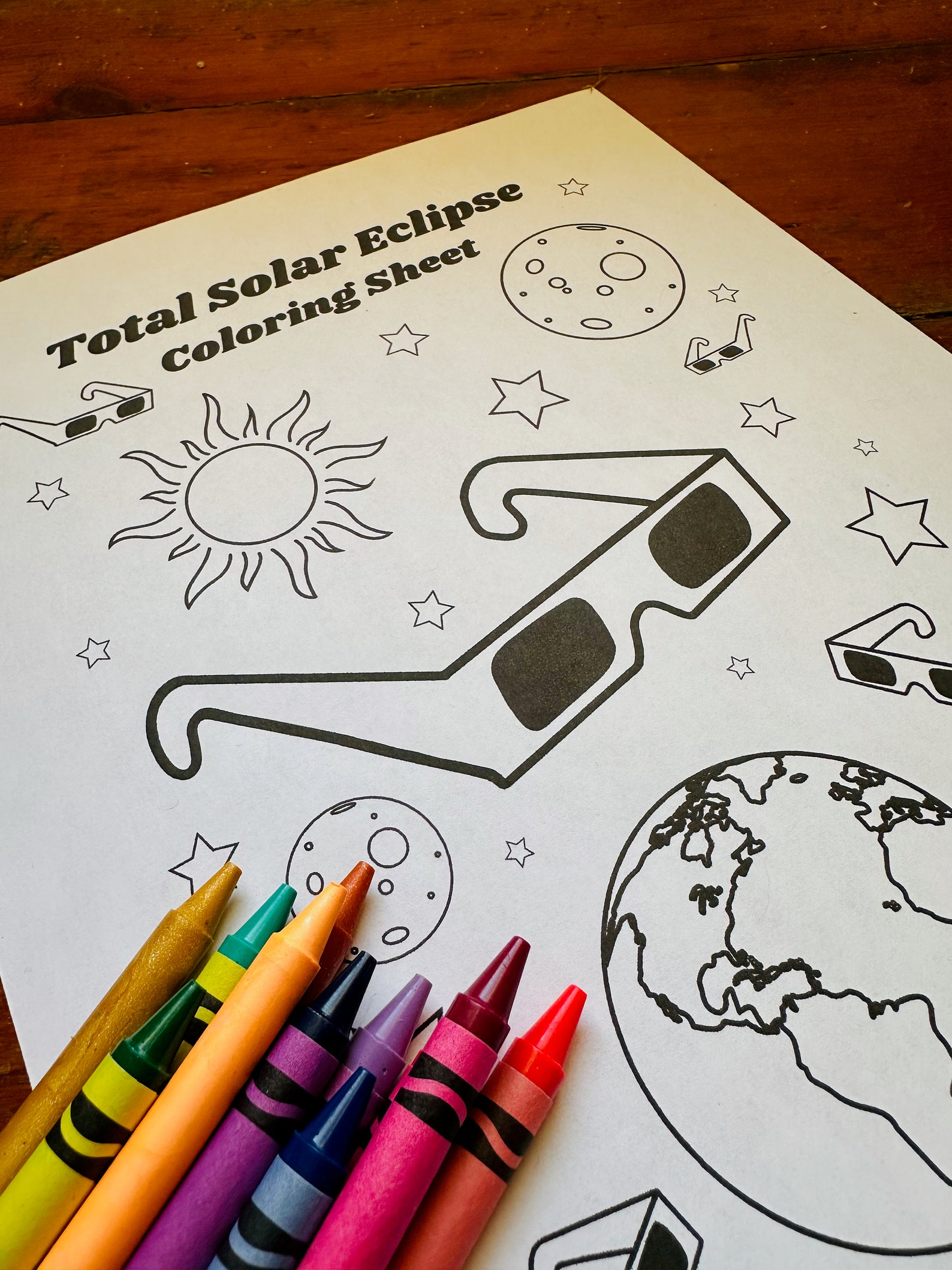 Total Solar Eclipse Coloring Sheet - Etsy