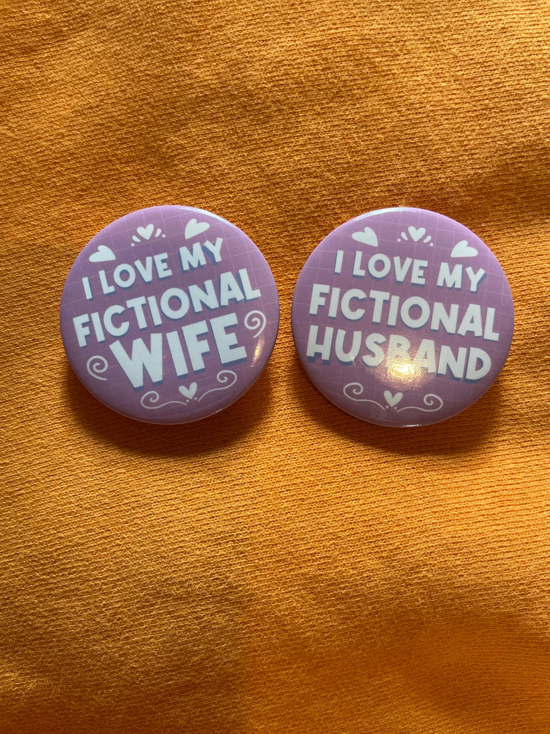 I Love My Fictional Wife/husband Button Badge - Etsy