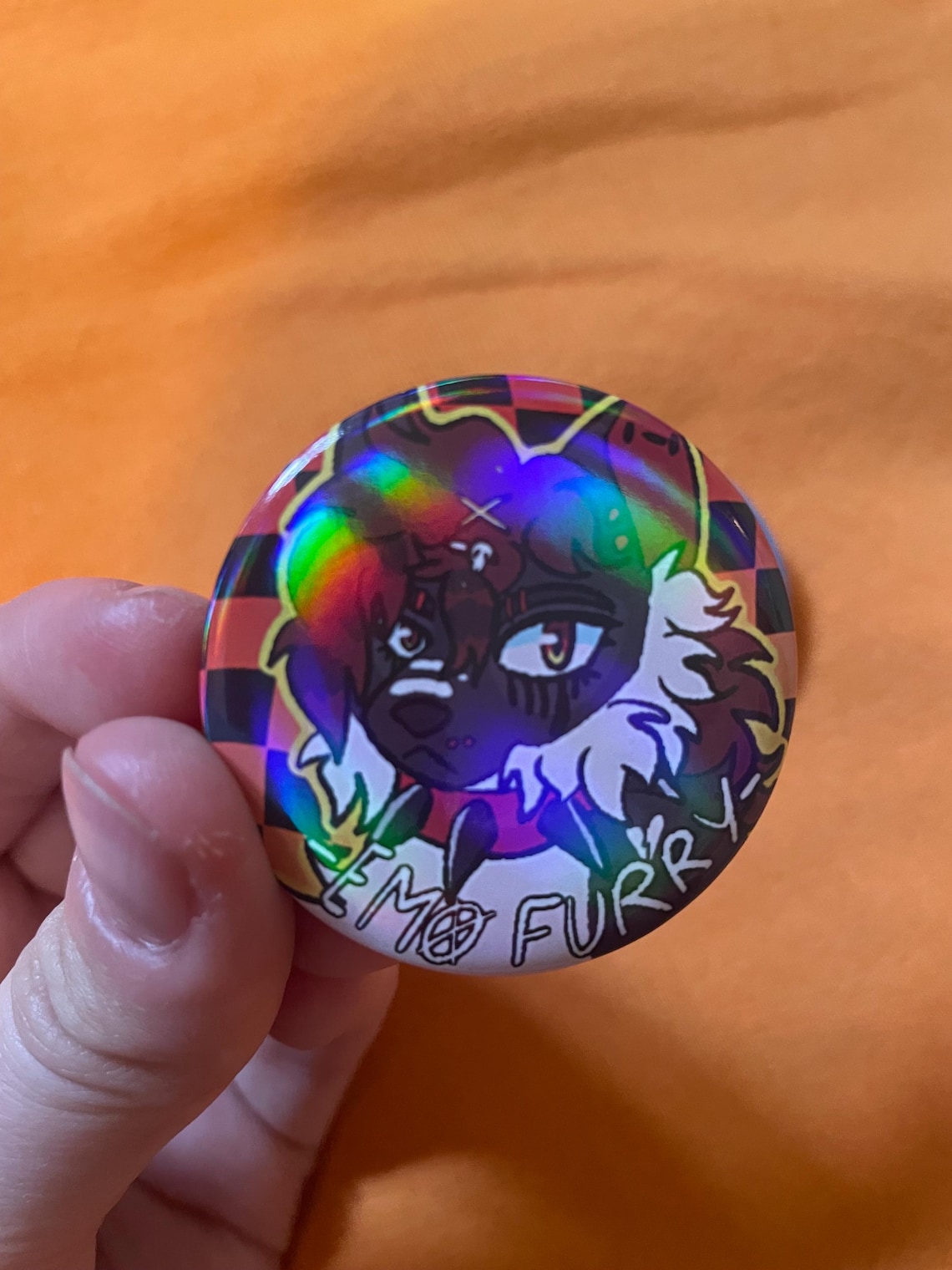 Y2K Inspired Furry Holographic Button Badges - Etsy