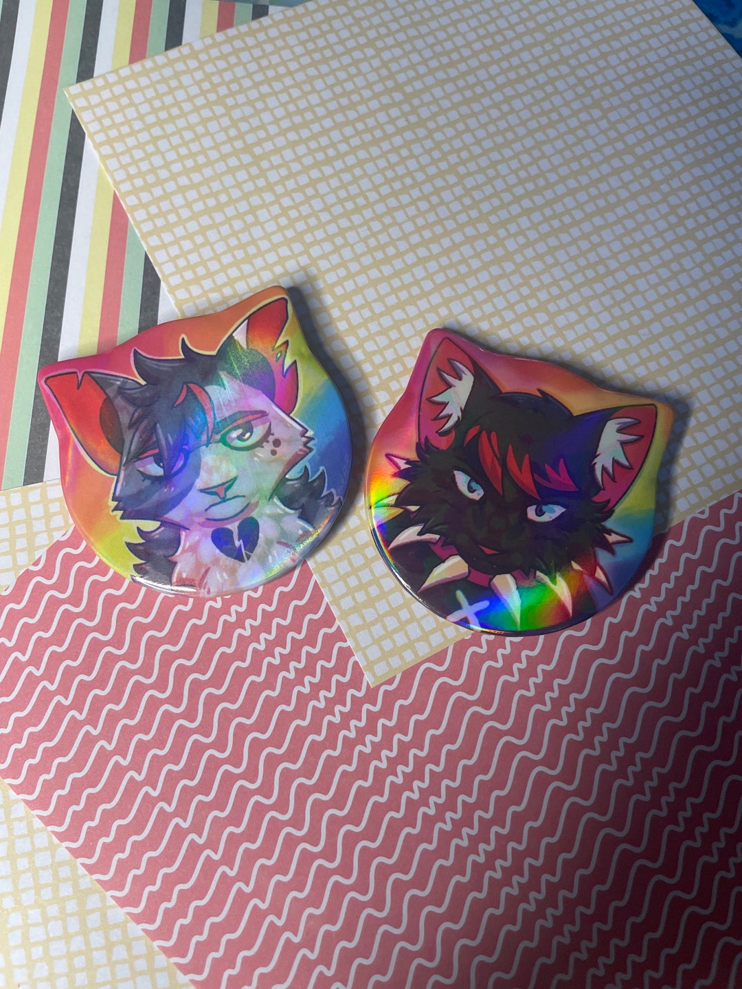 Battle Cats Rainbow Button Badges - Etsy