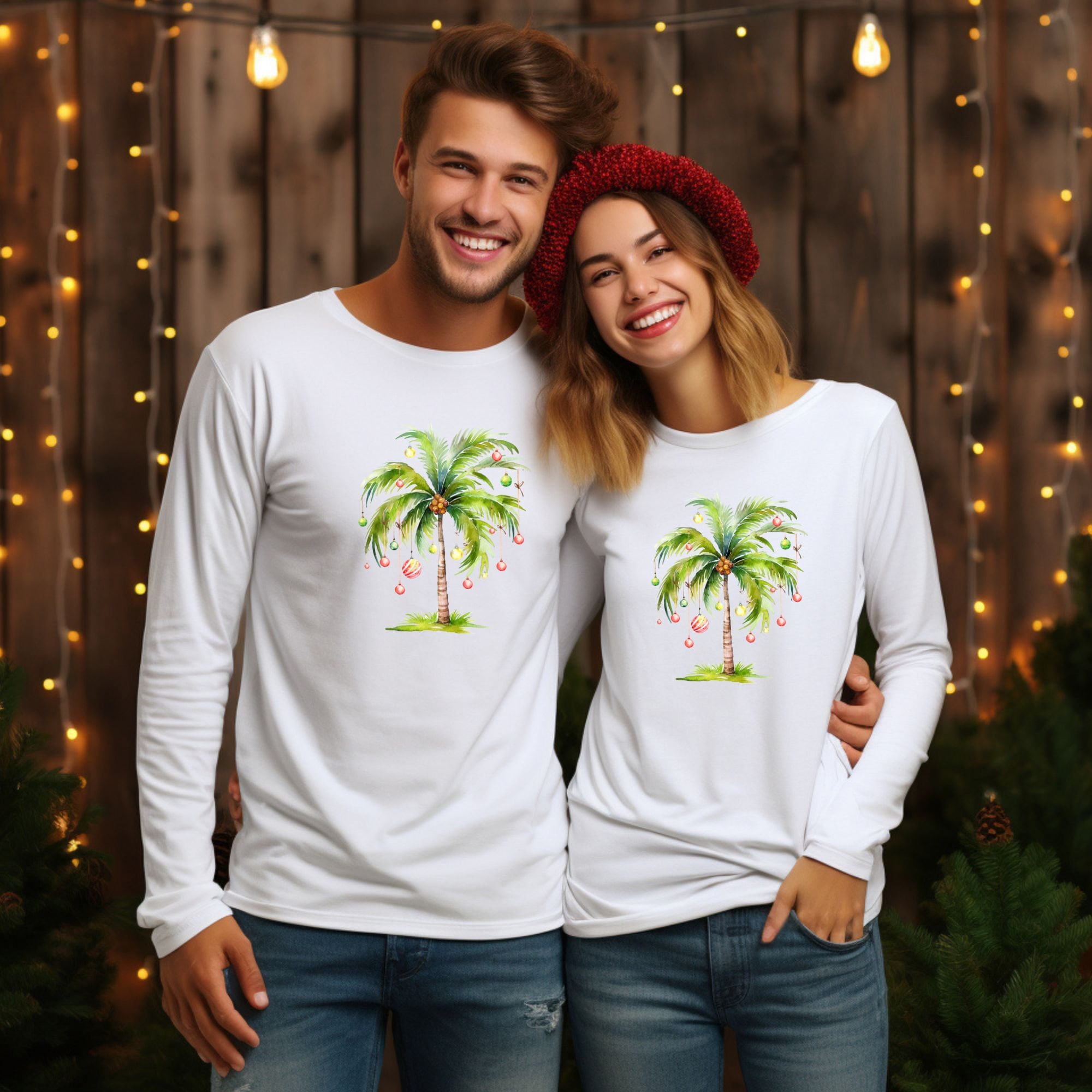 Christmas Palm Tree Long Sleeve, Tropical Xmas Gift, Florida Christmas ...