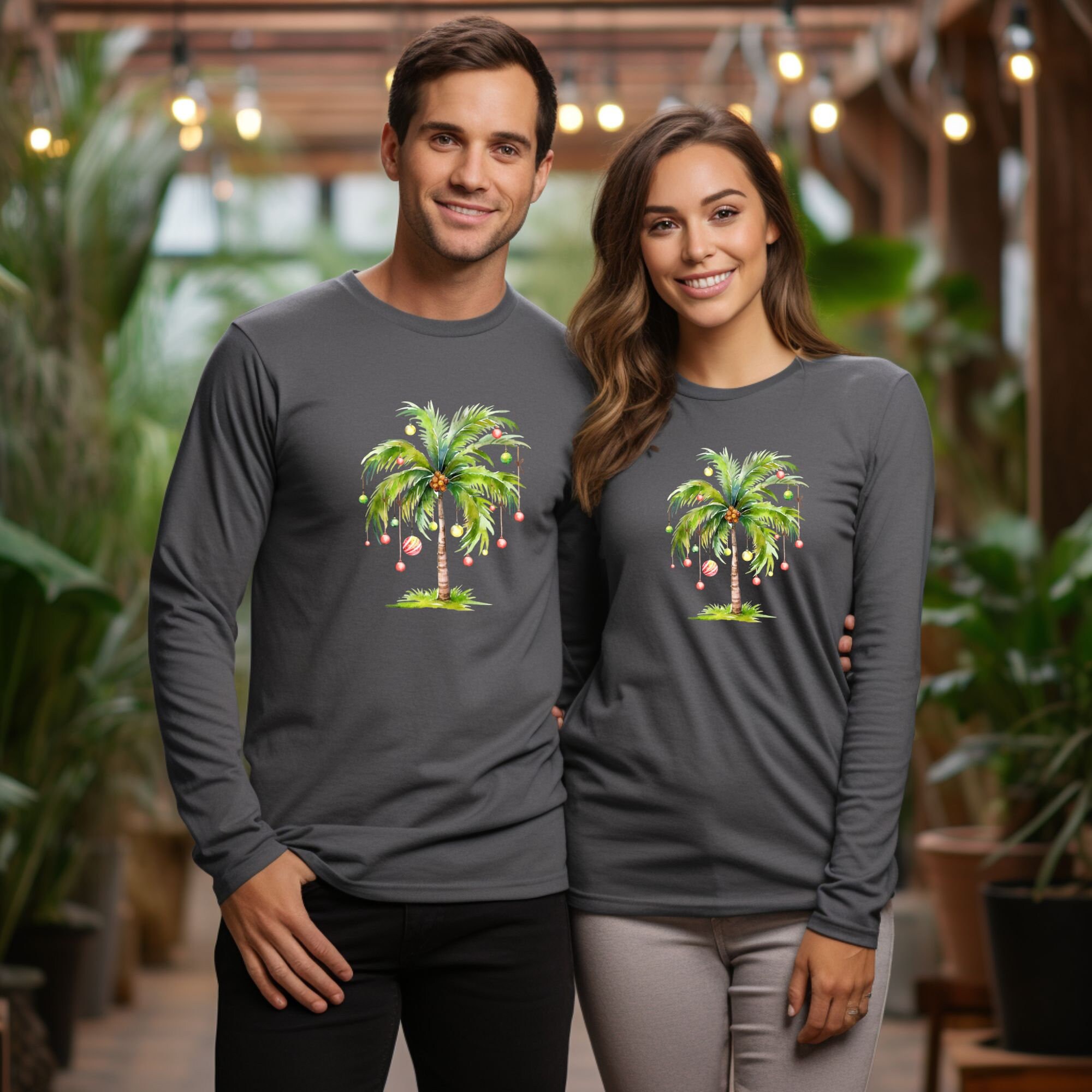 Christmas Palm Tree Long Sleeve, Tropical Xmas Gift, Florida Christmas ...
