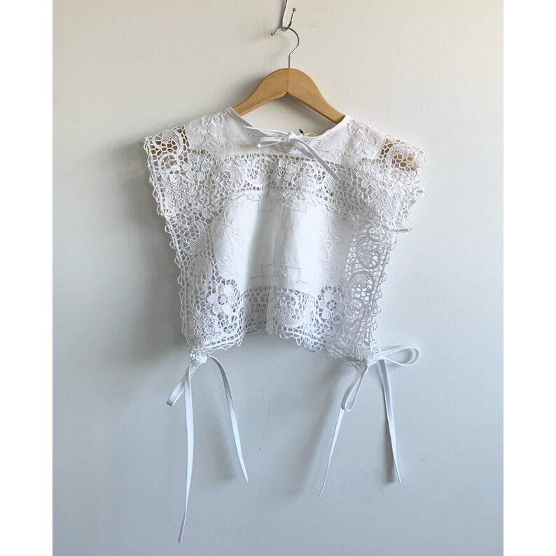 Mesa Workshop Reworked Vintage Cotton Tatting Lace Tie Side Bib Top - Etsy