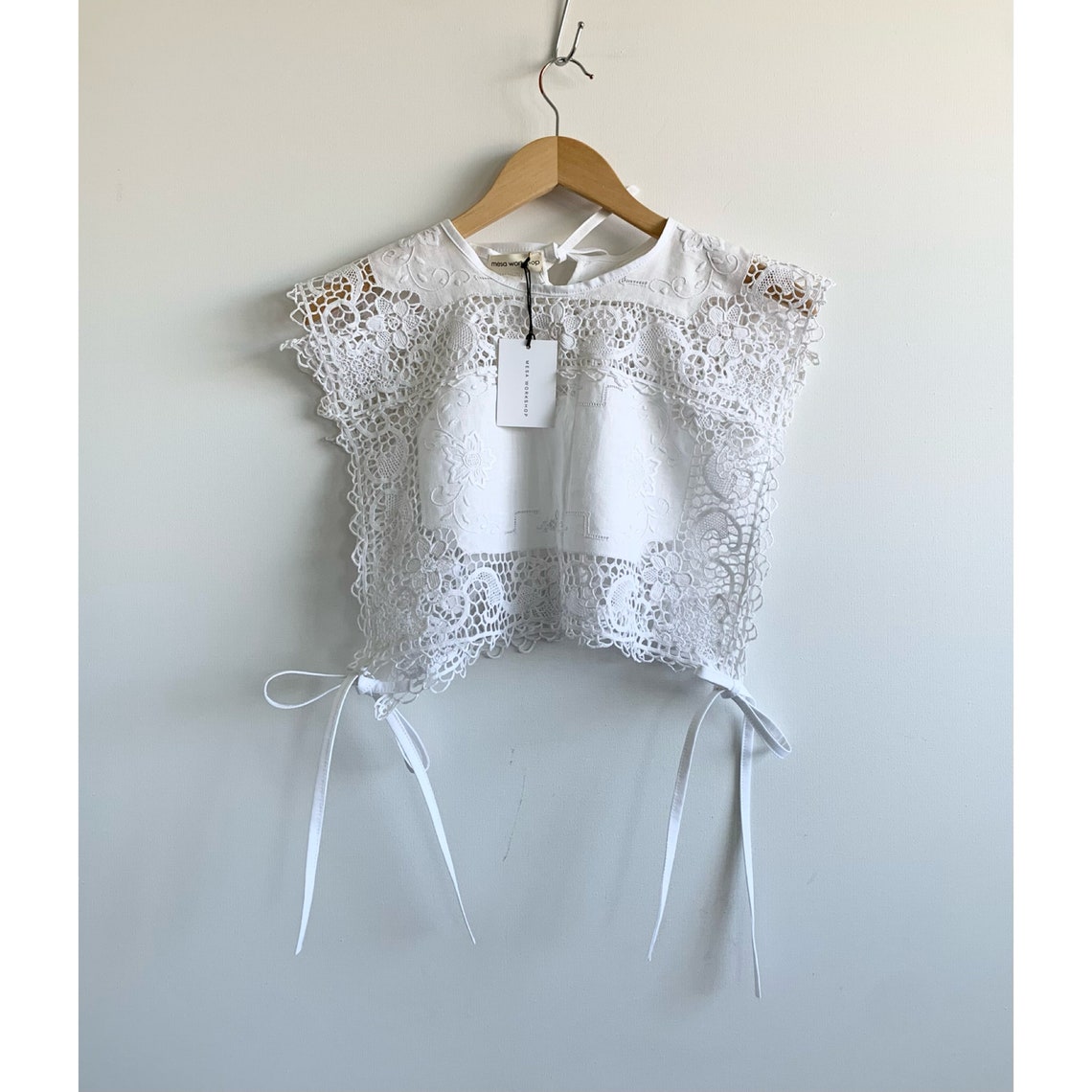 Mesa Workshop Reworked Vintage Cotton Tatting Lace Tie Side Bib Top - Etsy
