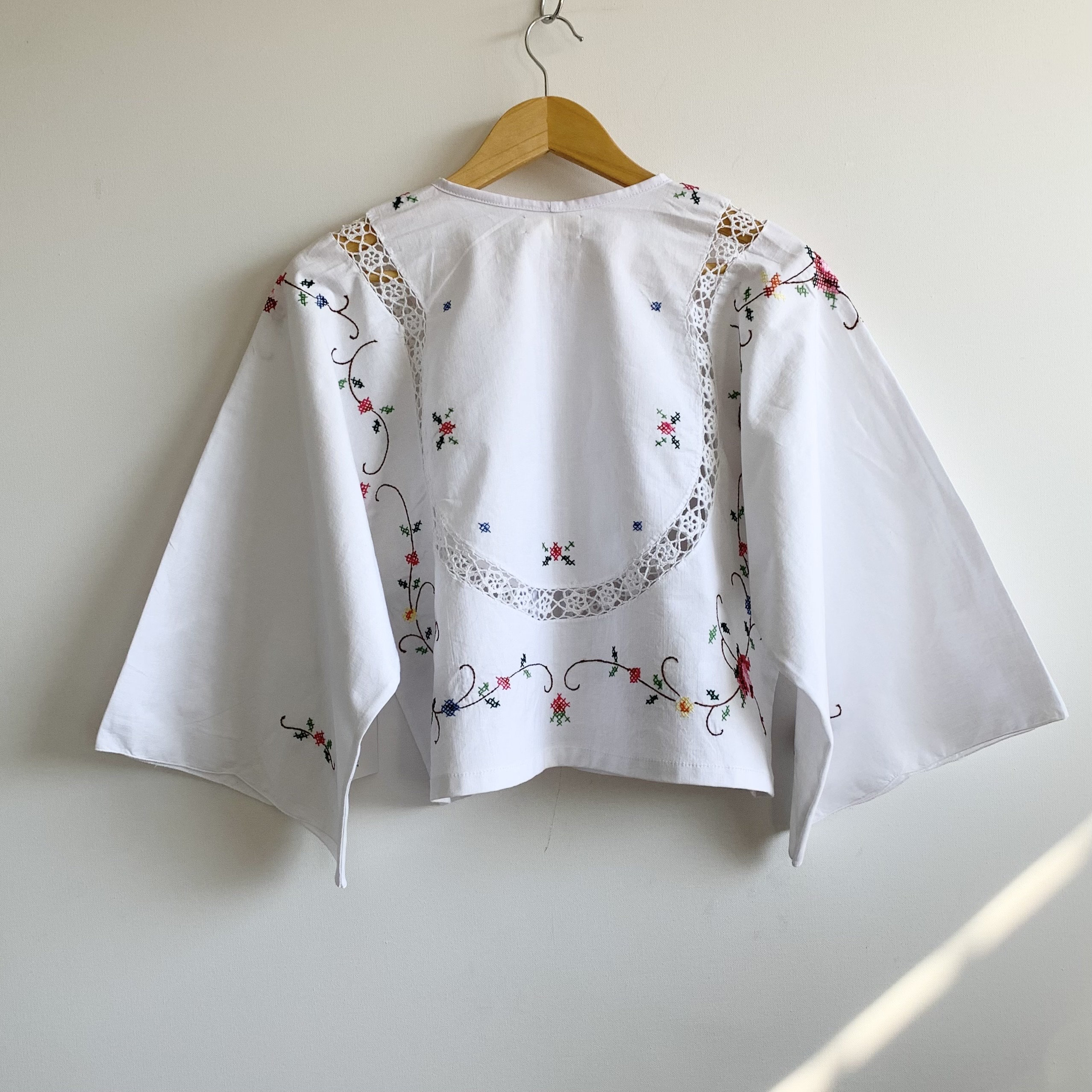 Mesa Workshop Reworked Vintage Tablecloth Tie Front Blouse - Etsy